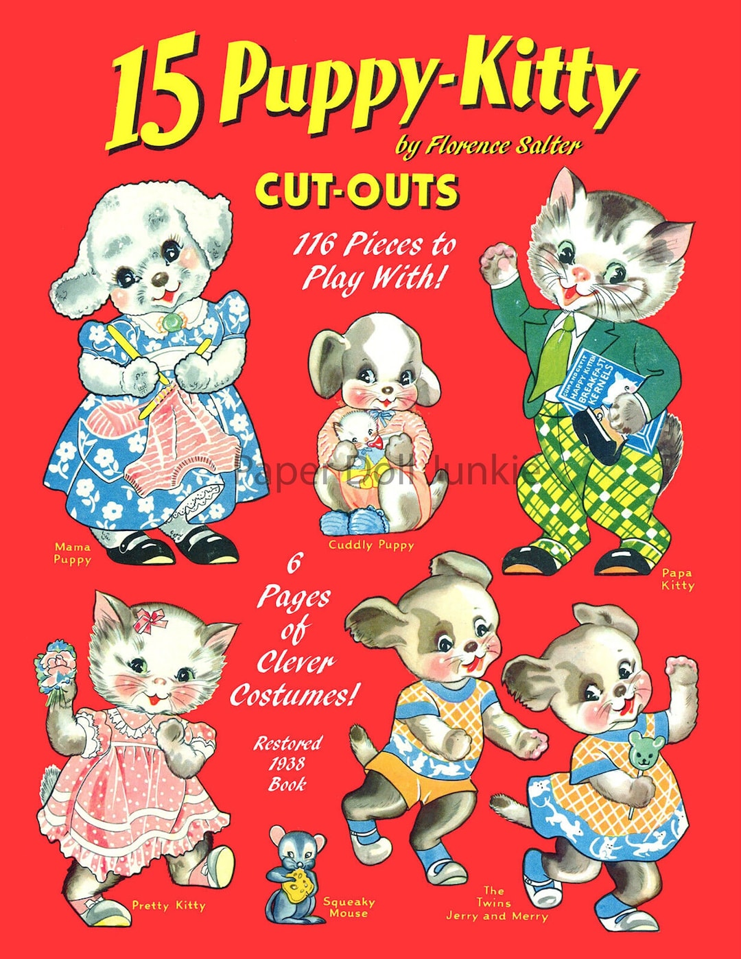 15 Puppy-kitty Cut-outs PDF and JPEG Printable Clip Art Children Kids ...