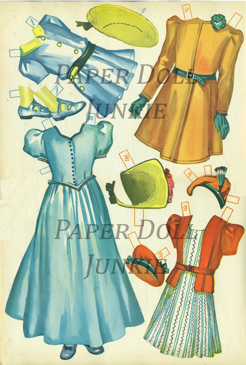 PDF PRINTABLE, Instant Download School Girl Paper Doll Set Vintage ...