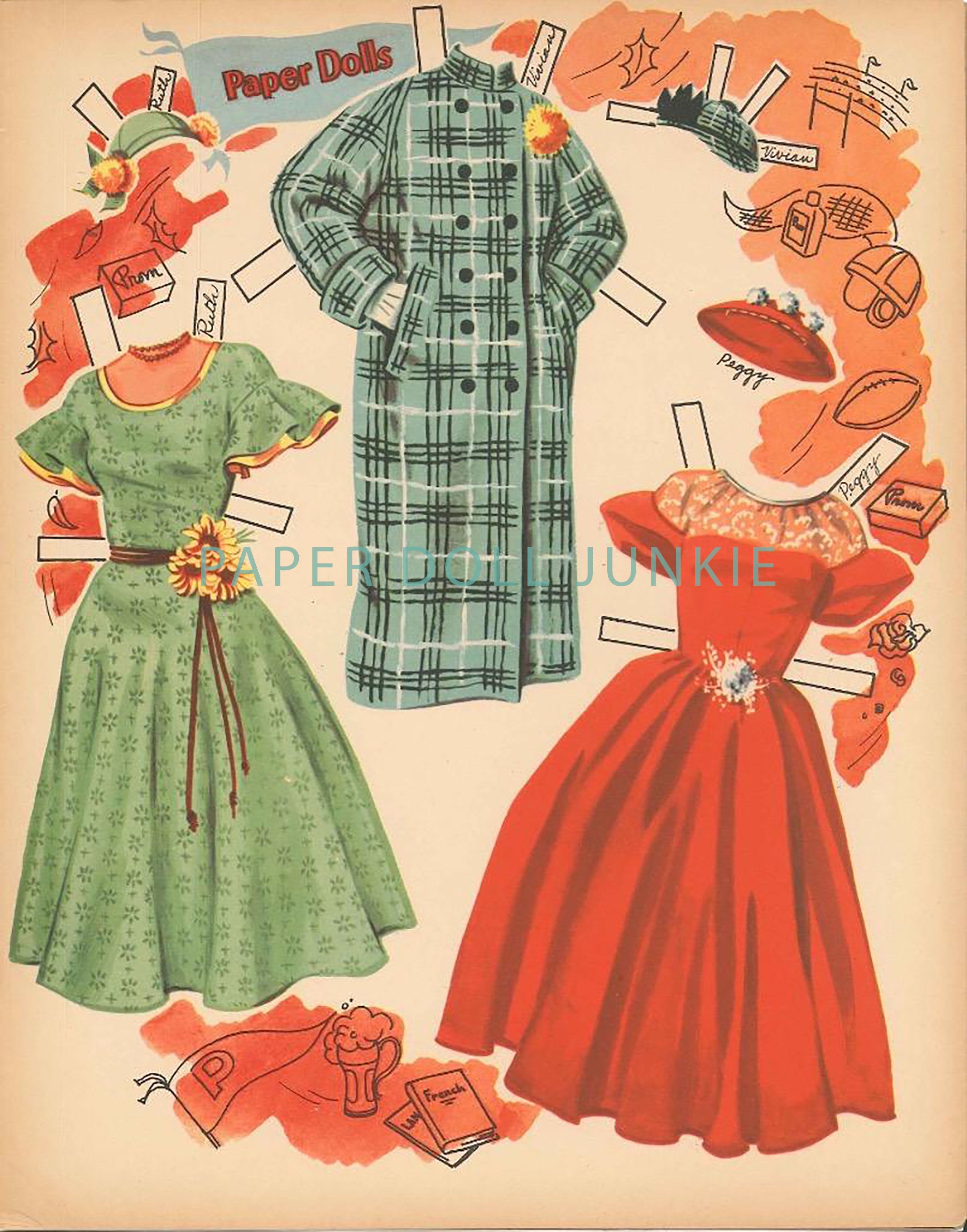 Vintage Paper Dolls - 1952 Prom Home Permanent Paper Dolls - Vintage ...