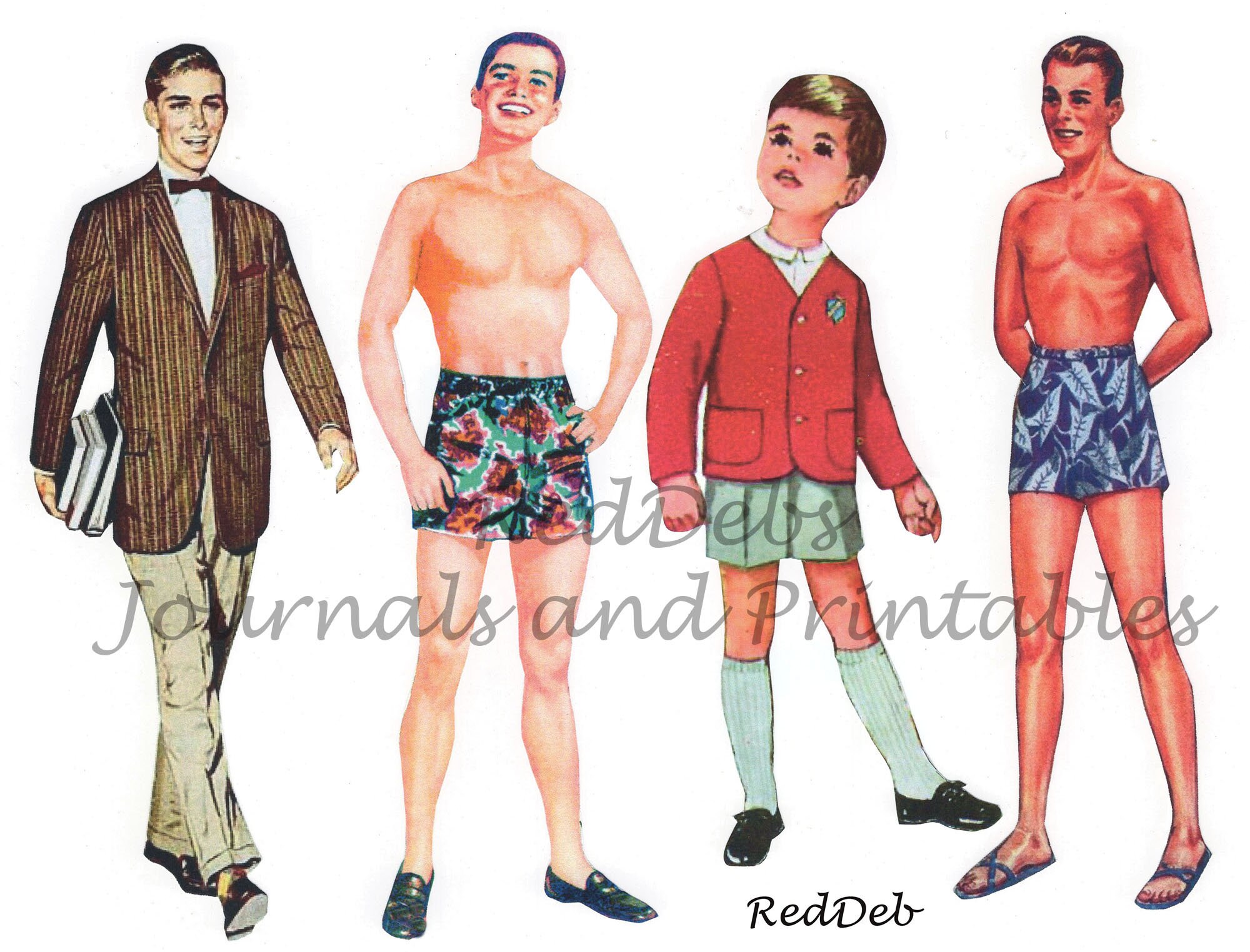Men and Boys Clip Art Vintage Paper Dolls Instant Download Printables ...
