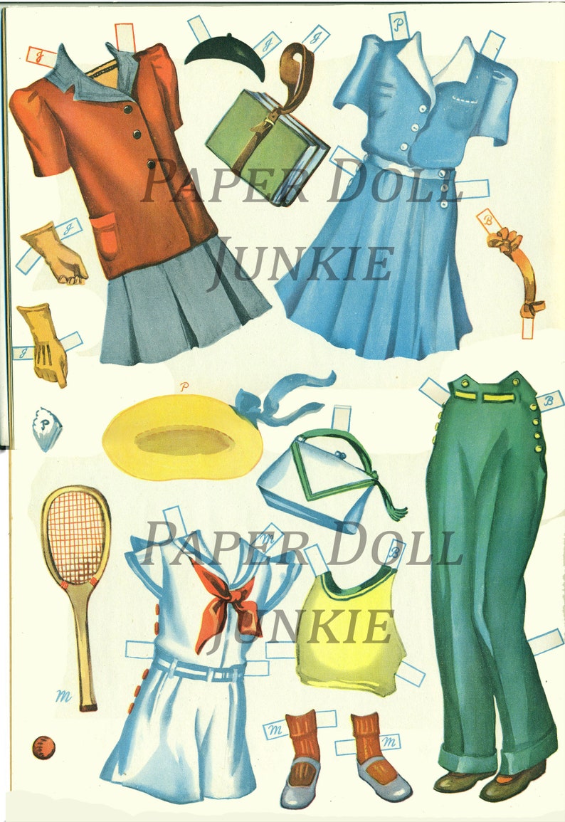 PDF PRINTABLE, Instant Download School Girl Paper Doll Set Vintage ...