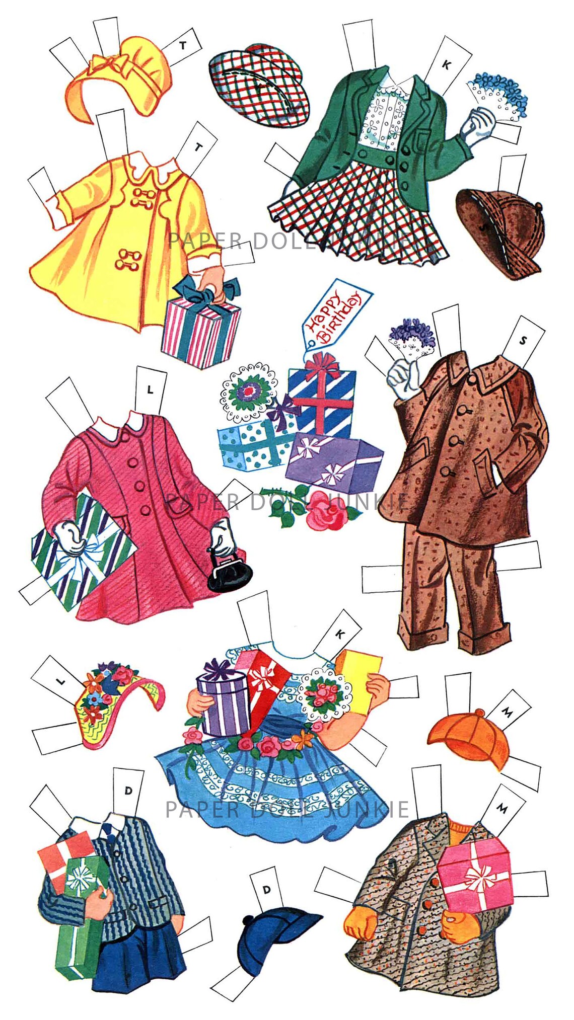 Birthday Party Cut Outs Paper Dolls - Vintage Paper Dolls - Printable ...