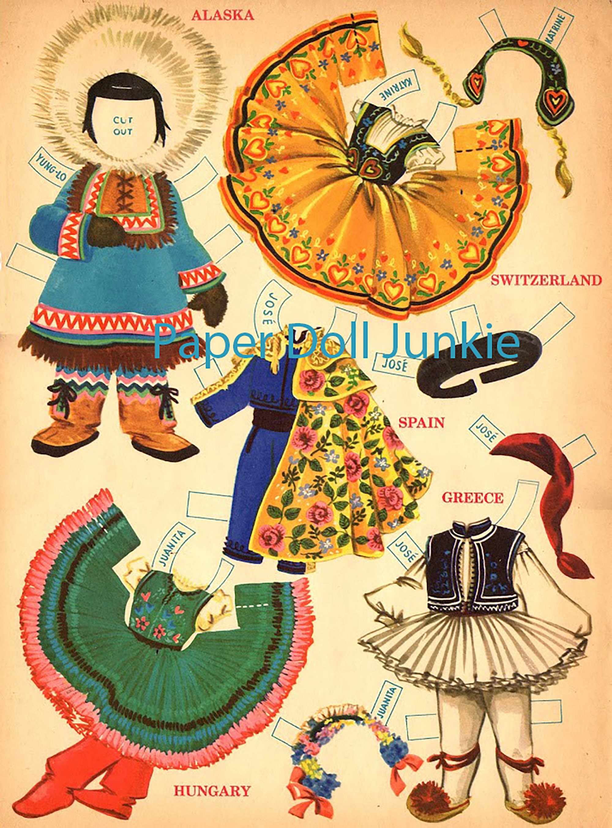 Children Round the World Paper Dolls Clip Art PDF Digital Download JPEG ...