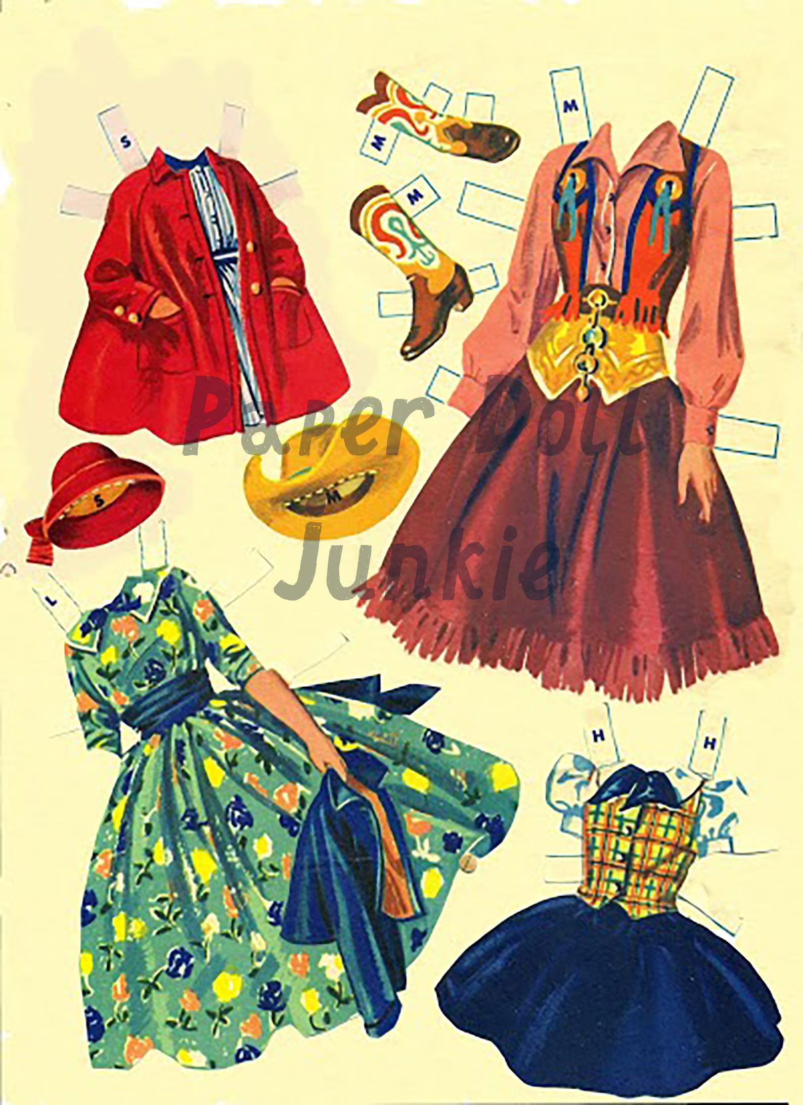 Vintage Paper Dolls Printable 1950s the Ranch Family Paper - Etsy