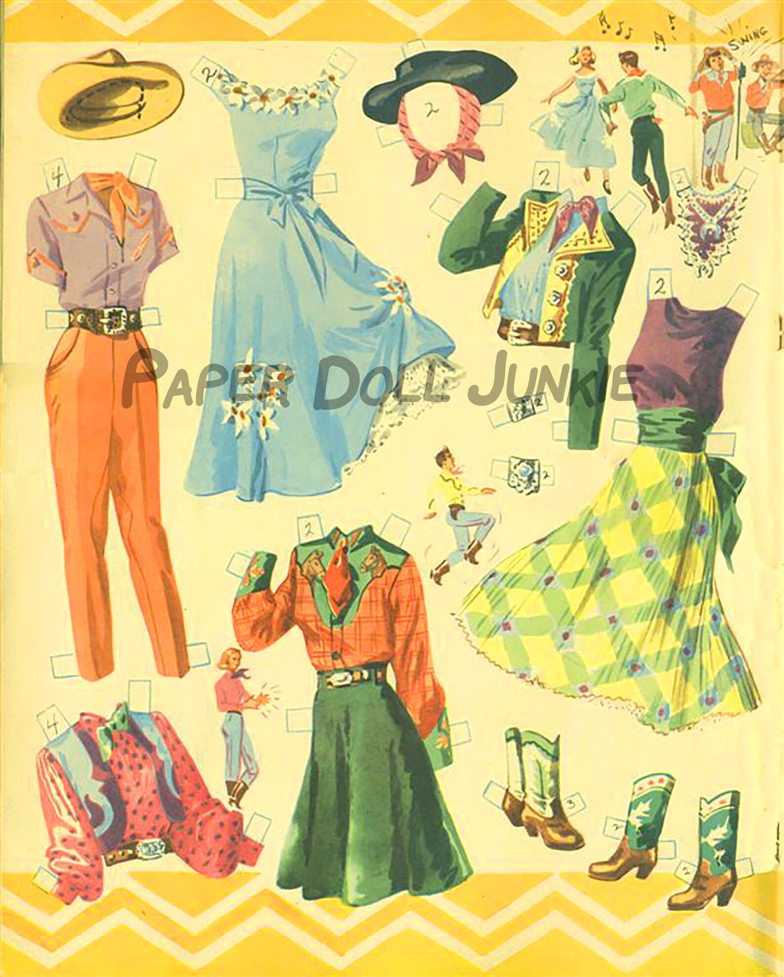1950 Paper Dolls - Dude Ranch - Western Paper Dolls - vintage Paper ...