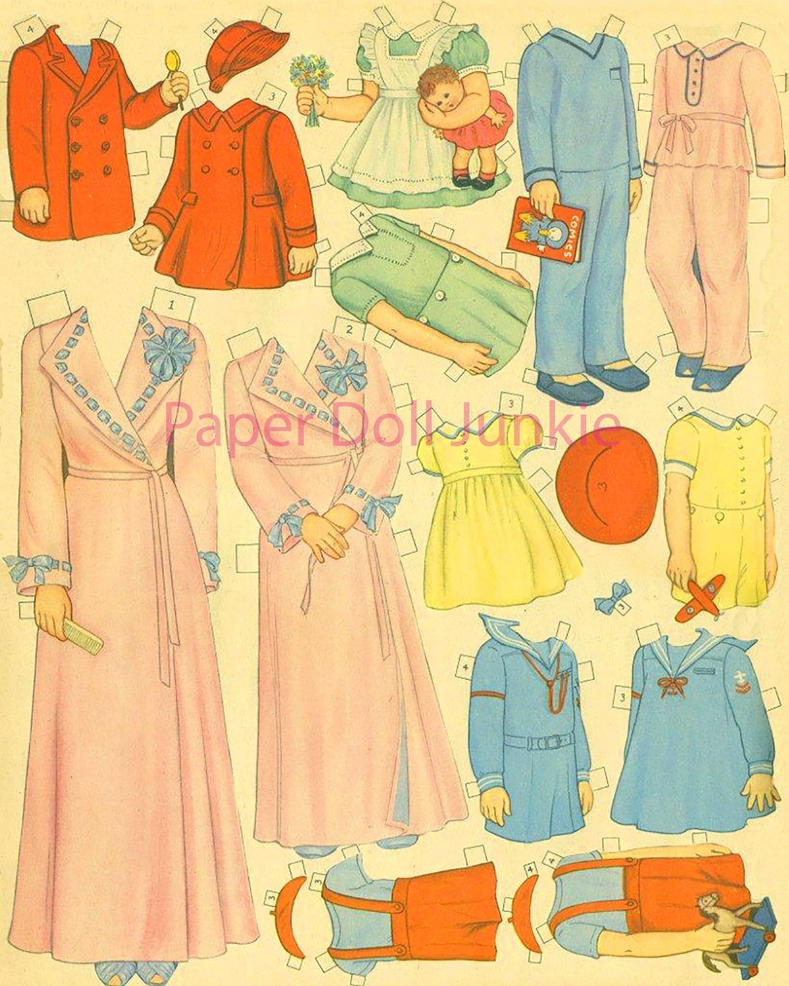 Vintage Paper Dolls Printable - Instant Download PDF and JPEG - 1945 ...