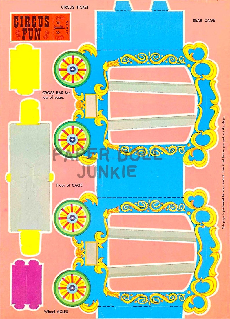 Circus Train Paper Toys Paper Dolls Circus Cut Outs Circus Fun Circus ...