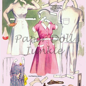 Nurse and Doctor Paper Dolls, Vintage Paper Dolls, Printable Paper ...