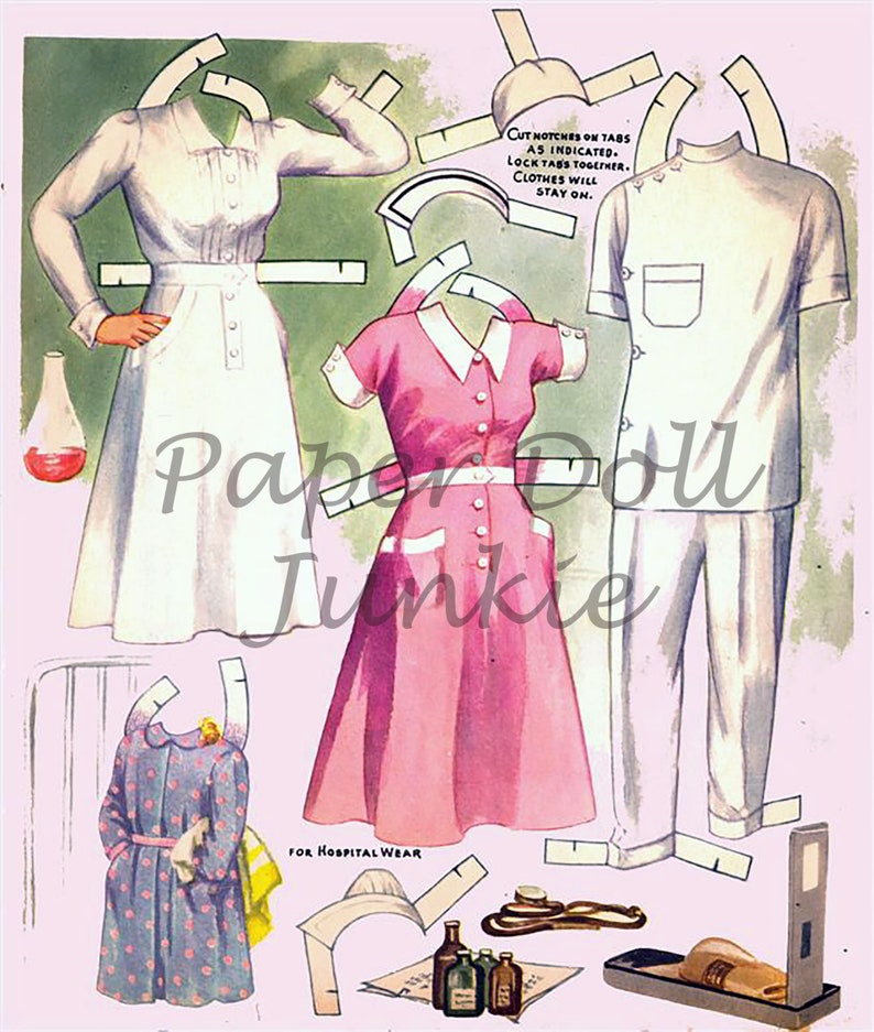 Nurse and Doctor Paper Dolls, Vintage Paper Dolls, Printable Paper ...