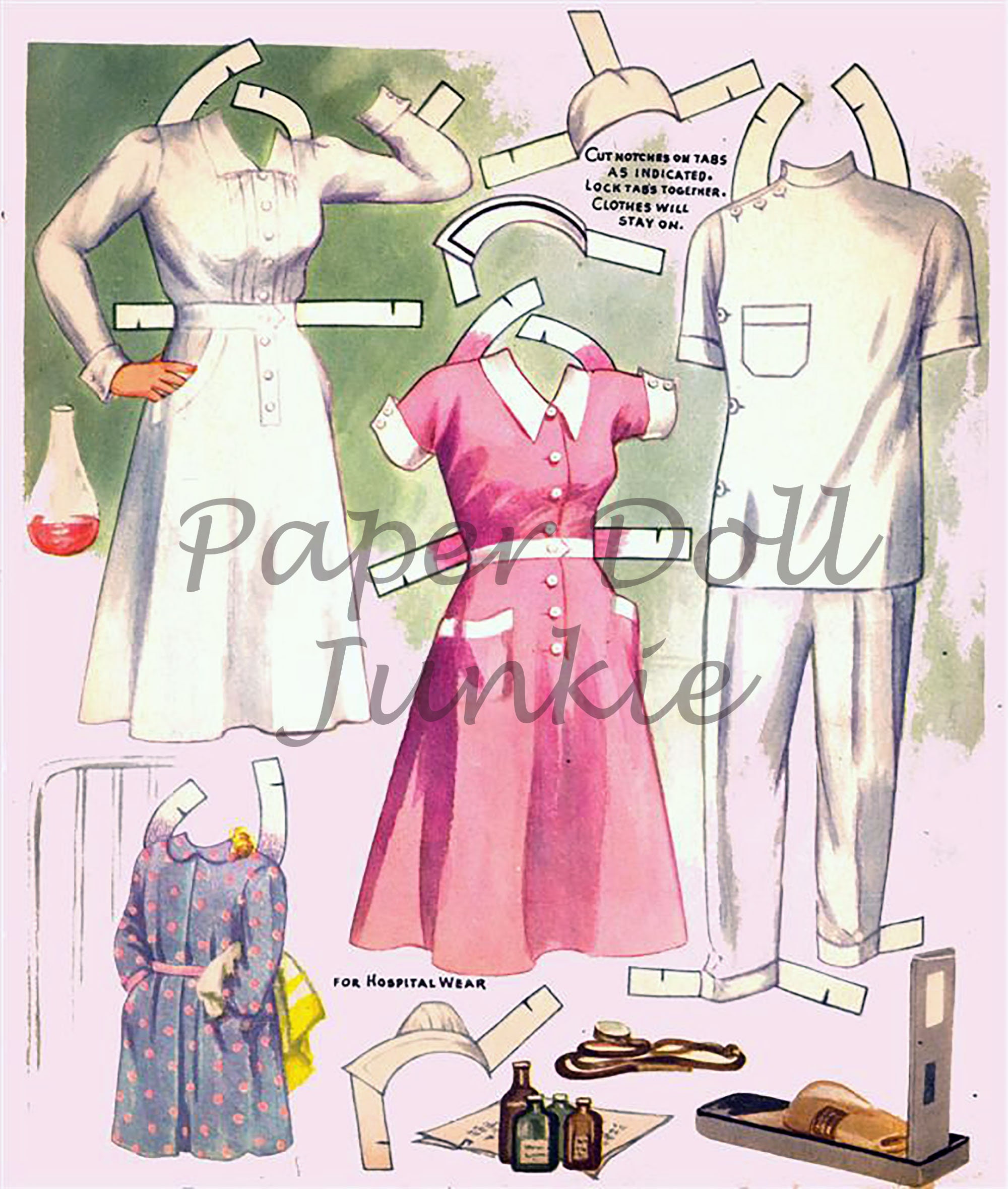 Nurse And Doctor Paper Dolls Vintage Paper Dolls Printable Paper Dolls Instant Download Paper