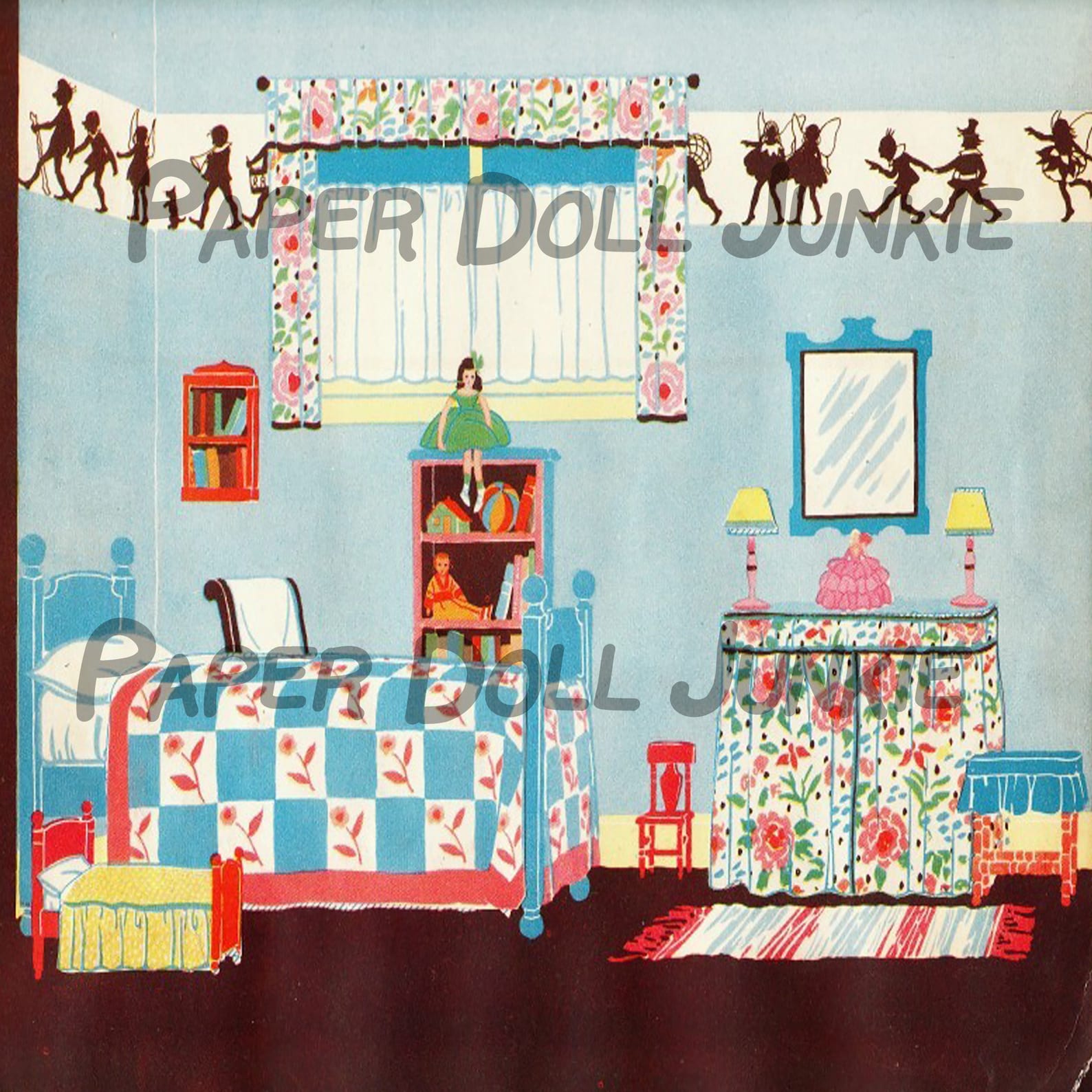 Printable Paper Doll House Vintage Paper Doll House Flat Background ...