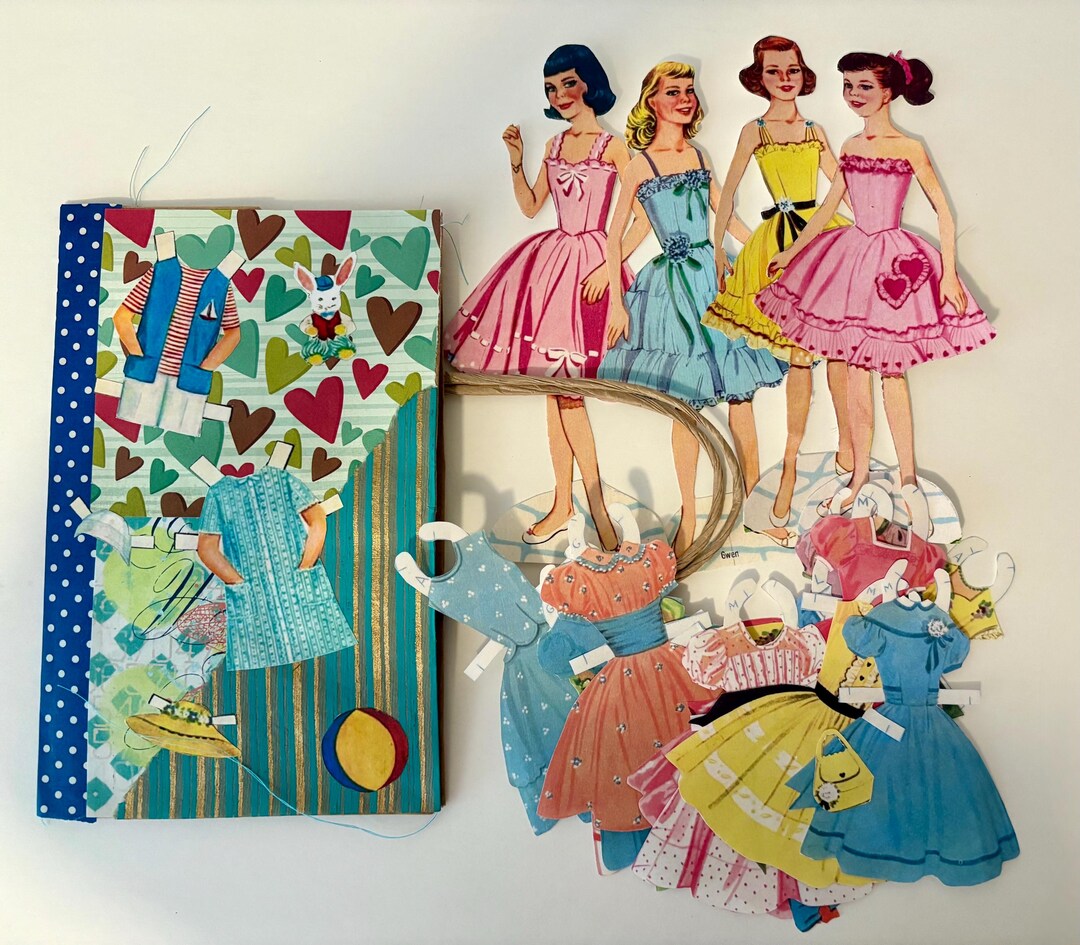 Paper Doll Gift Bag Card for Her Four Paper Dolls and Clothes - Paper ...