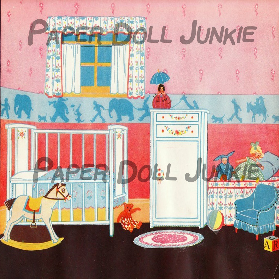 Printable Paper Doll House Vintage Paper Doll House Flat Background ...