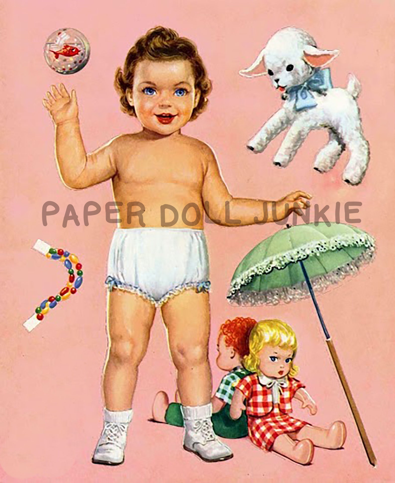 Vintage Paper Dolls - 1950s Printable Paper Dolls - Baby Sister and ...
