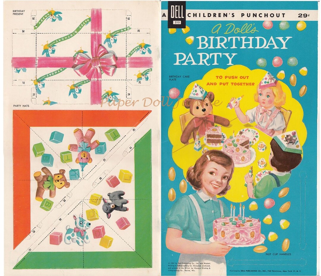 A Dolls Birthday Party Vintage Paper Dolls - Rainy Day Activity ...