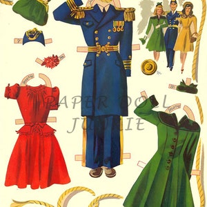 1942 Vintage Paper Dolls Printable, Navy Scouts, WW2 Clip Art, Instant ...