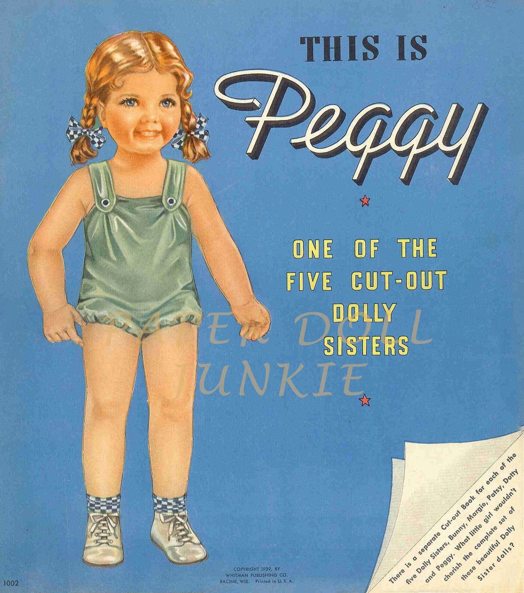 Rare Vintage Paper Doll Printable This is Peggy 1930s Instant Download ...