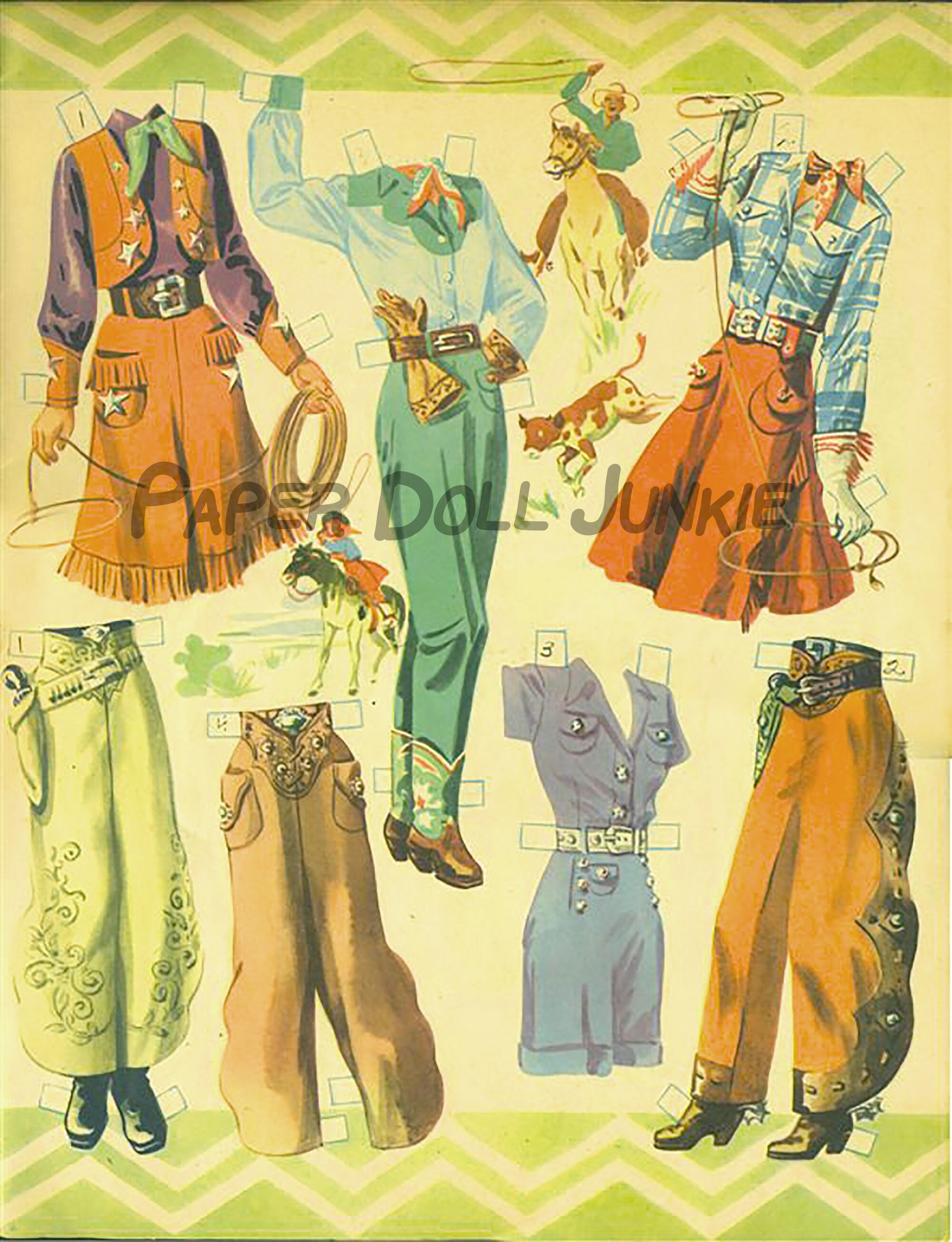 1950 Paper Dolls Dude Ranch Western Paper Dolls Vintage Paper Dolls ...