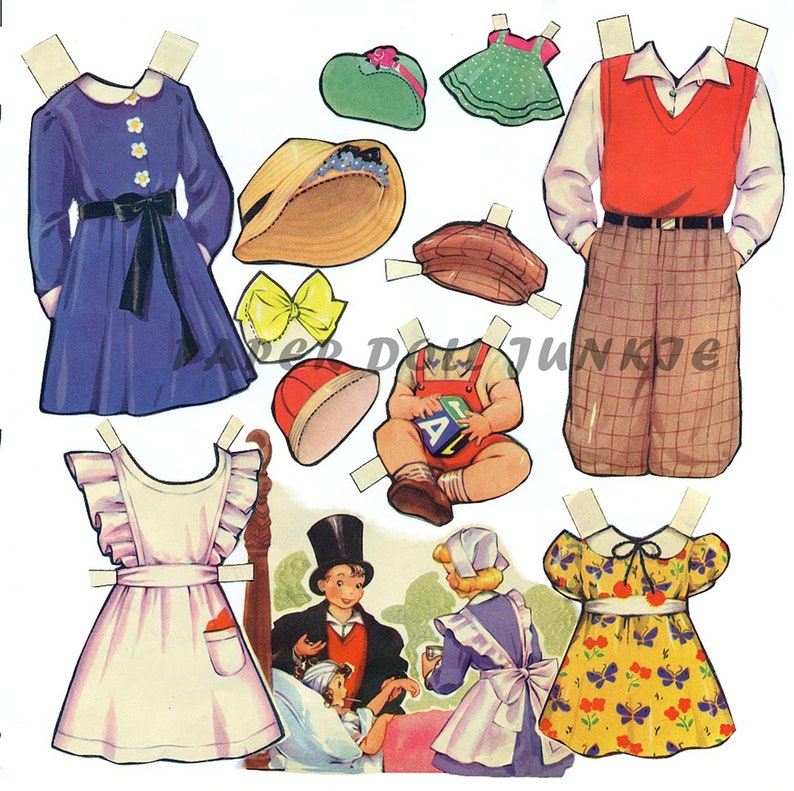 Little Mother Vintage Paper Dolls PDF Printable, JPEG, Children Clip ...