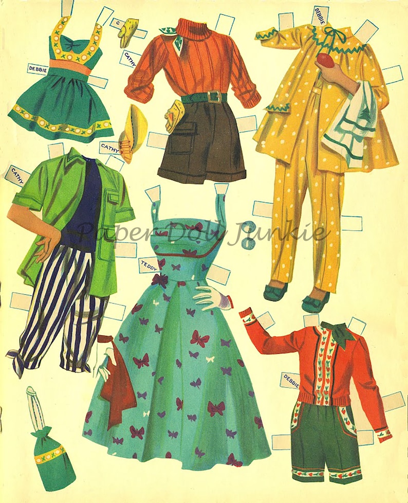 Vintage Paper Dolls Printable 1952 Cathy Goes to Camp Retro Paper Dolls ...