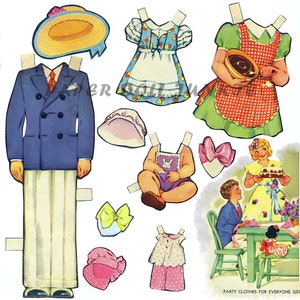 Little Mother Vintage Paper Dolls PDF Printable, JPEG, Children Clip ...