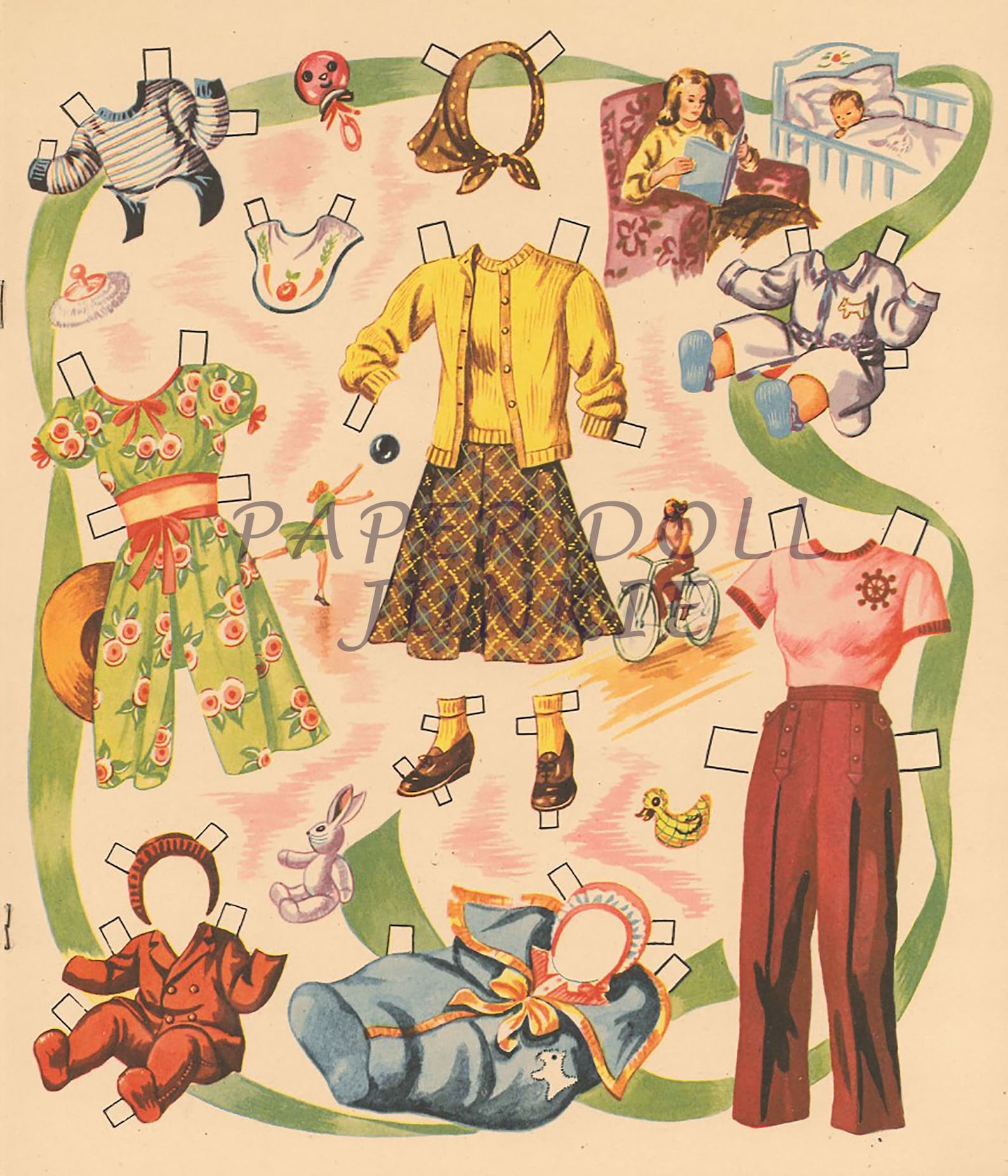 Paper Dolls Printable, Digital Paper Dolls, Mother, Dad and Us Kids ...