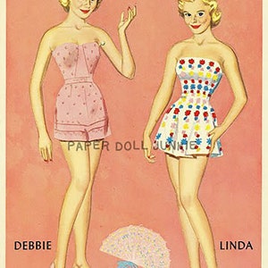 Retro 1956 Paper Dolls - Pink Prom Twins - Instant Download - 1950s ...