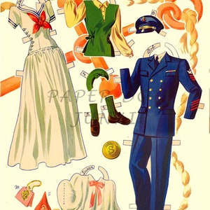 1942 Vintage Paper Dolls Printable, Navy Scouts, WW2 Clip Art, Instant ...