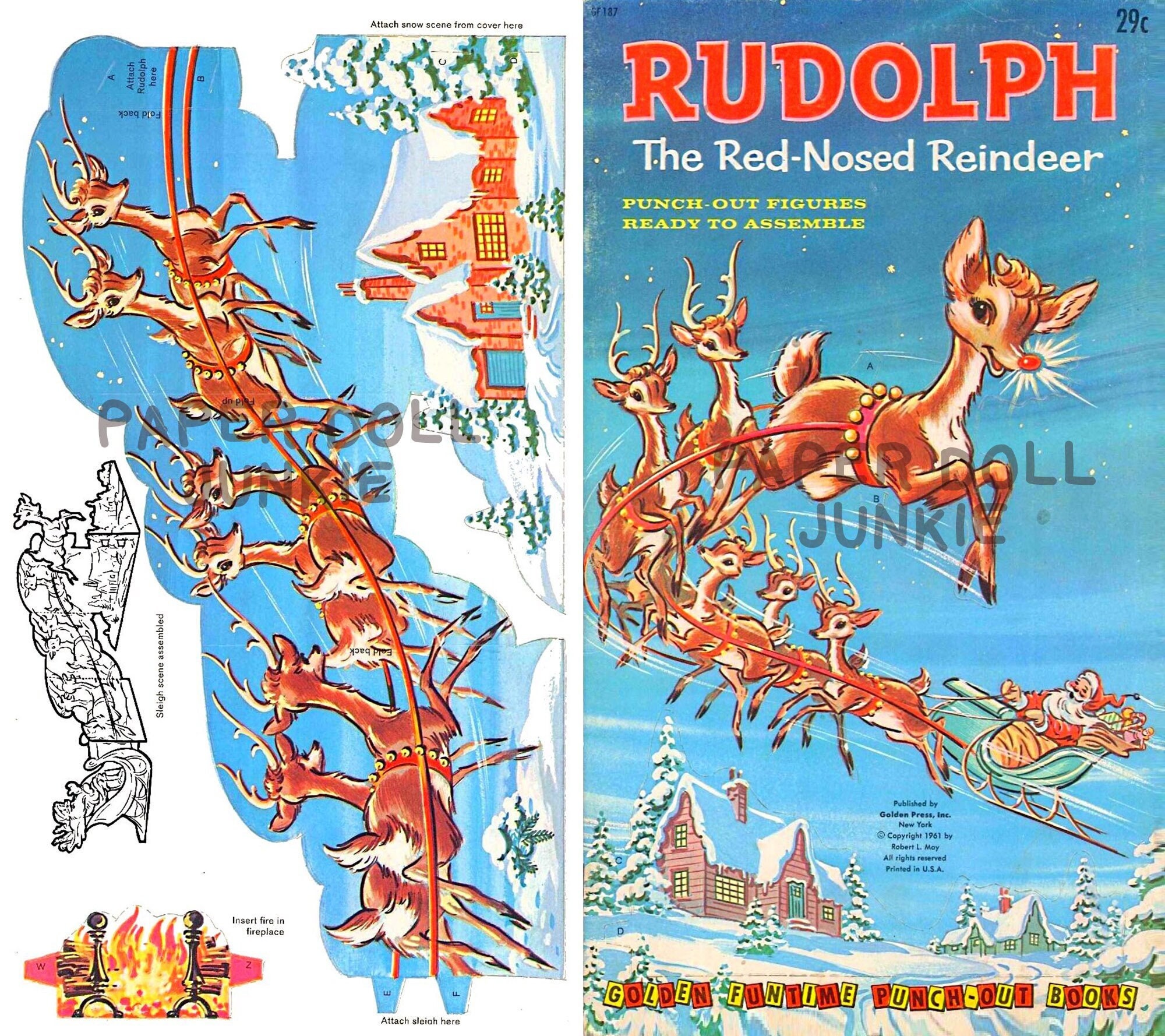 Vintage Paper Doll - Rudolph the Red-nosed Reindeer Play Set - 1961 ...