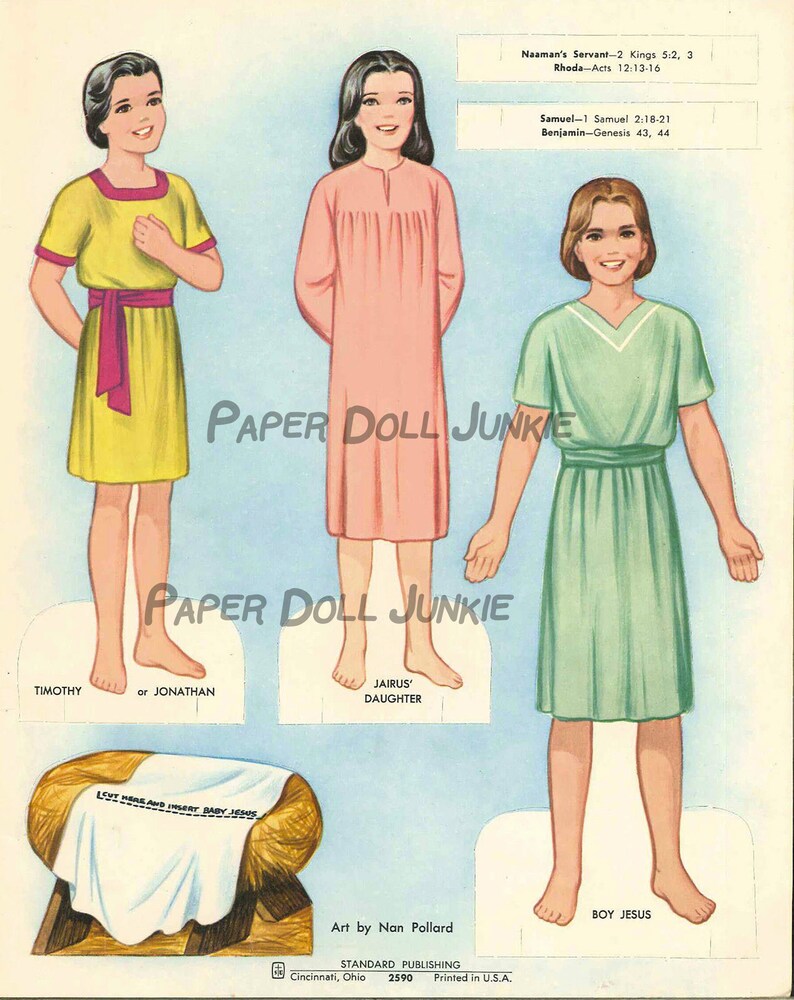 Bible Children Paper Dolls Vintage Paper Doll Printables - Etsy