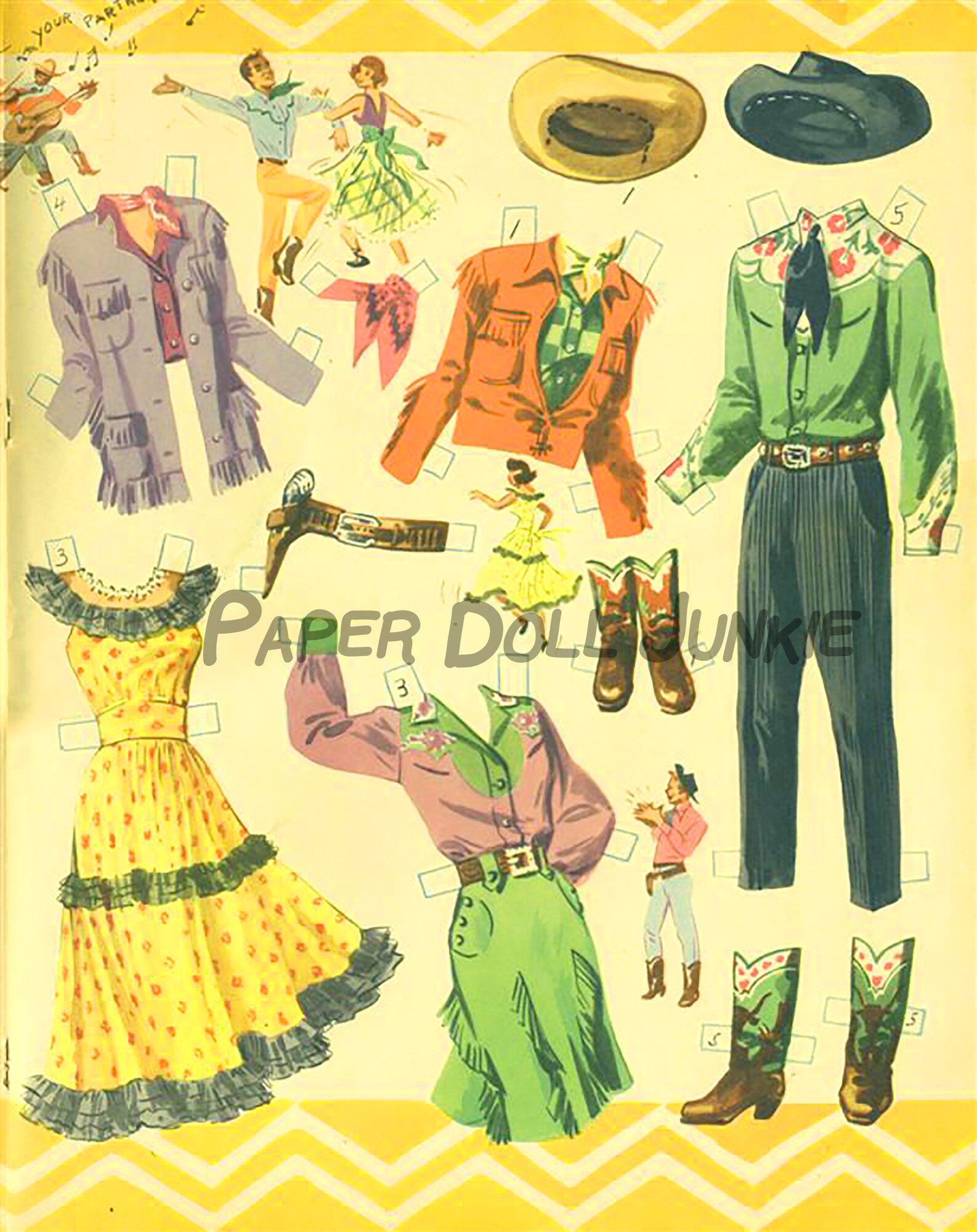 1950 Paper Dolls Dude Ranch Western Paper Dolls Vintage Paper Dolls ...