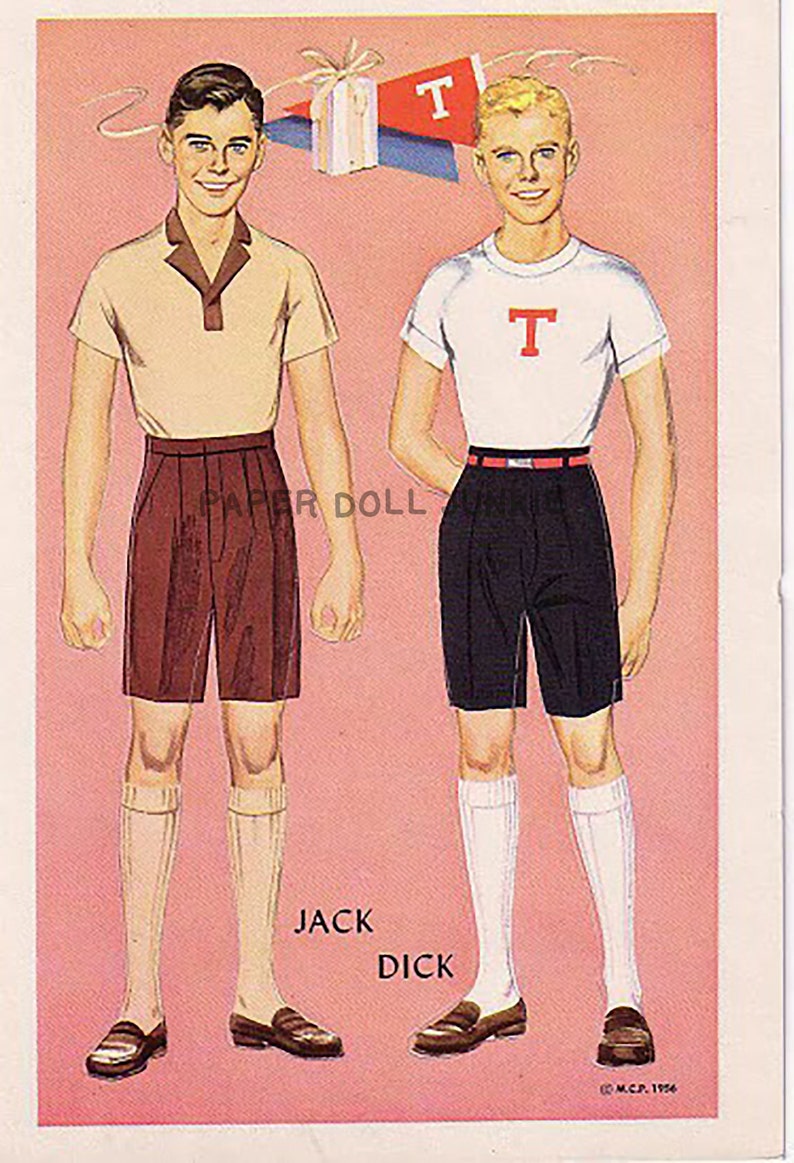 Retro 1956 Paper Dolls - Pink Prom Twins - Instant Download - 1950s ...