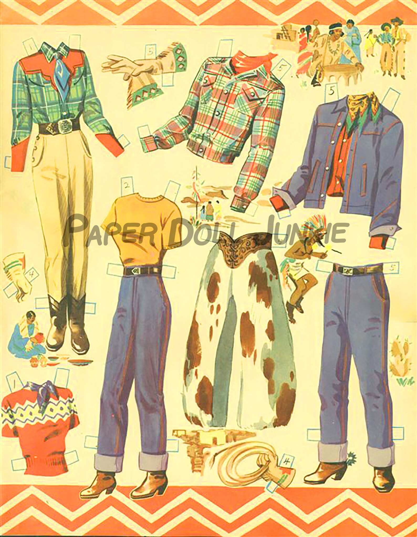 1950 Paper Dolls Dude Ranch Western Paper Dolls Vintage Paper Dolls ...