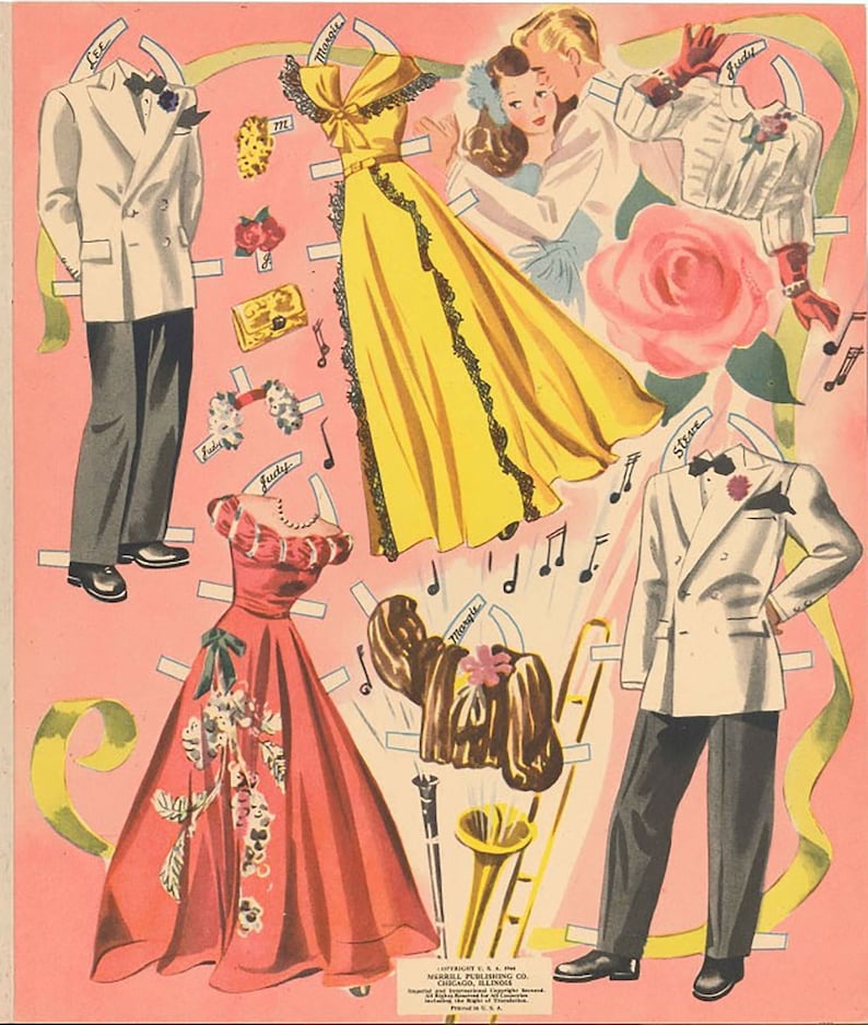 Vintage Paper Dolls 1944 Paper Dolls First Date Paper Dolls Teenage ...