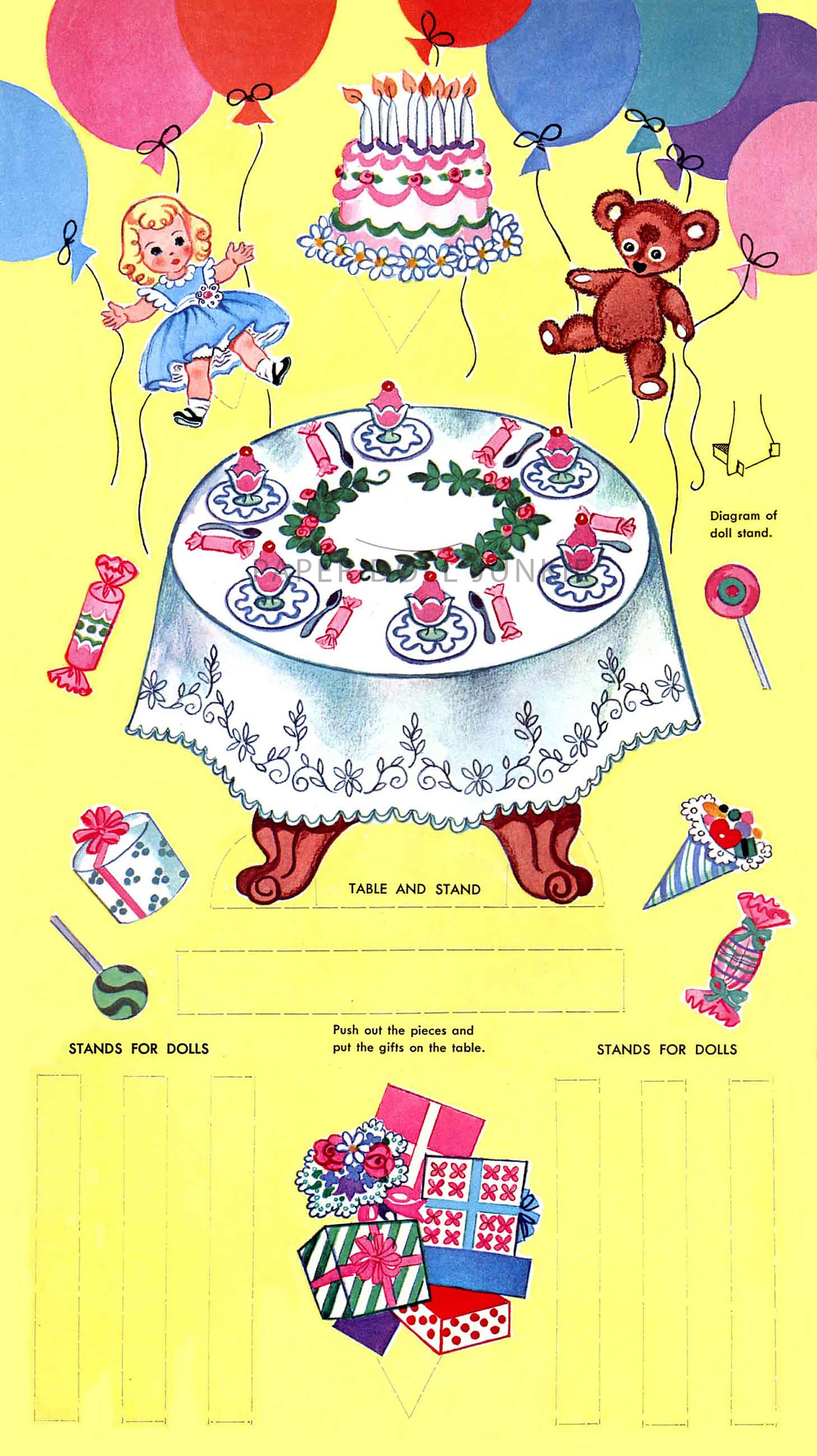 Birthday Party Cut Outs Paper Dolls Vintage Paper Dolls Printable Paper ...