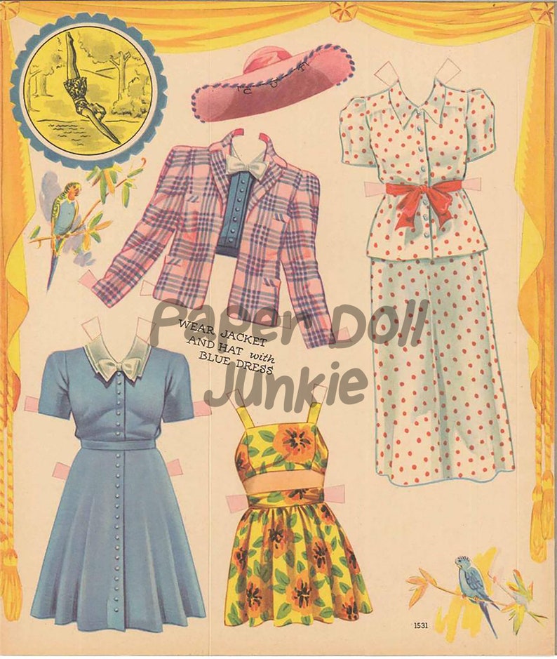 Vintage 1940s Paper Dolls High School Paper Dolls Printable Paper Dolls ...