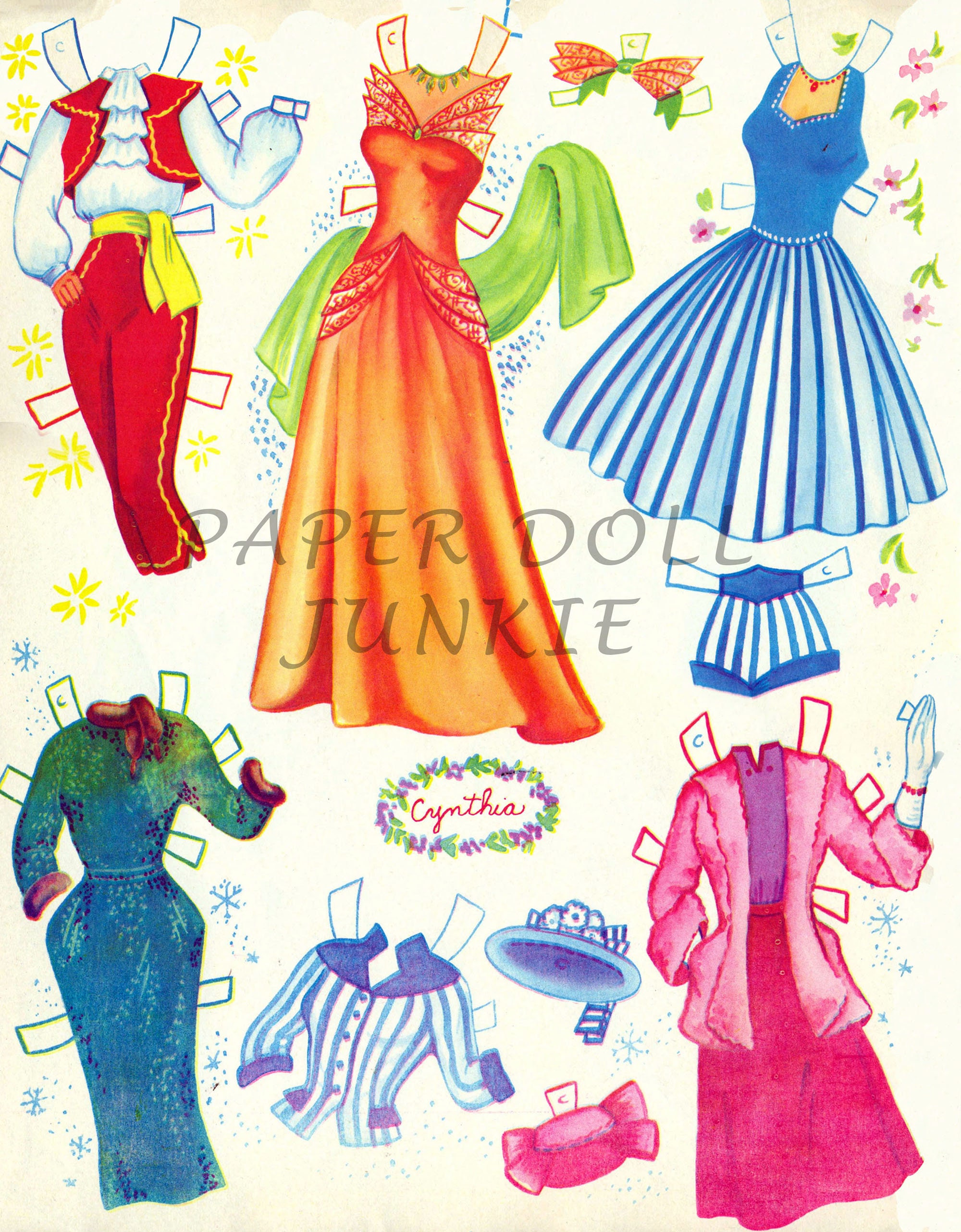 Vintage Paper Doll Clip Art Glamour Models Beautiful Retro Women PDF ...
