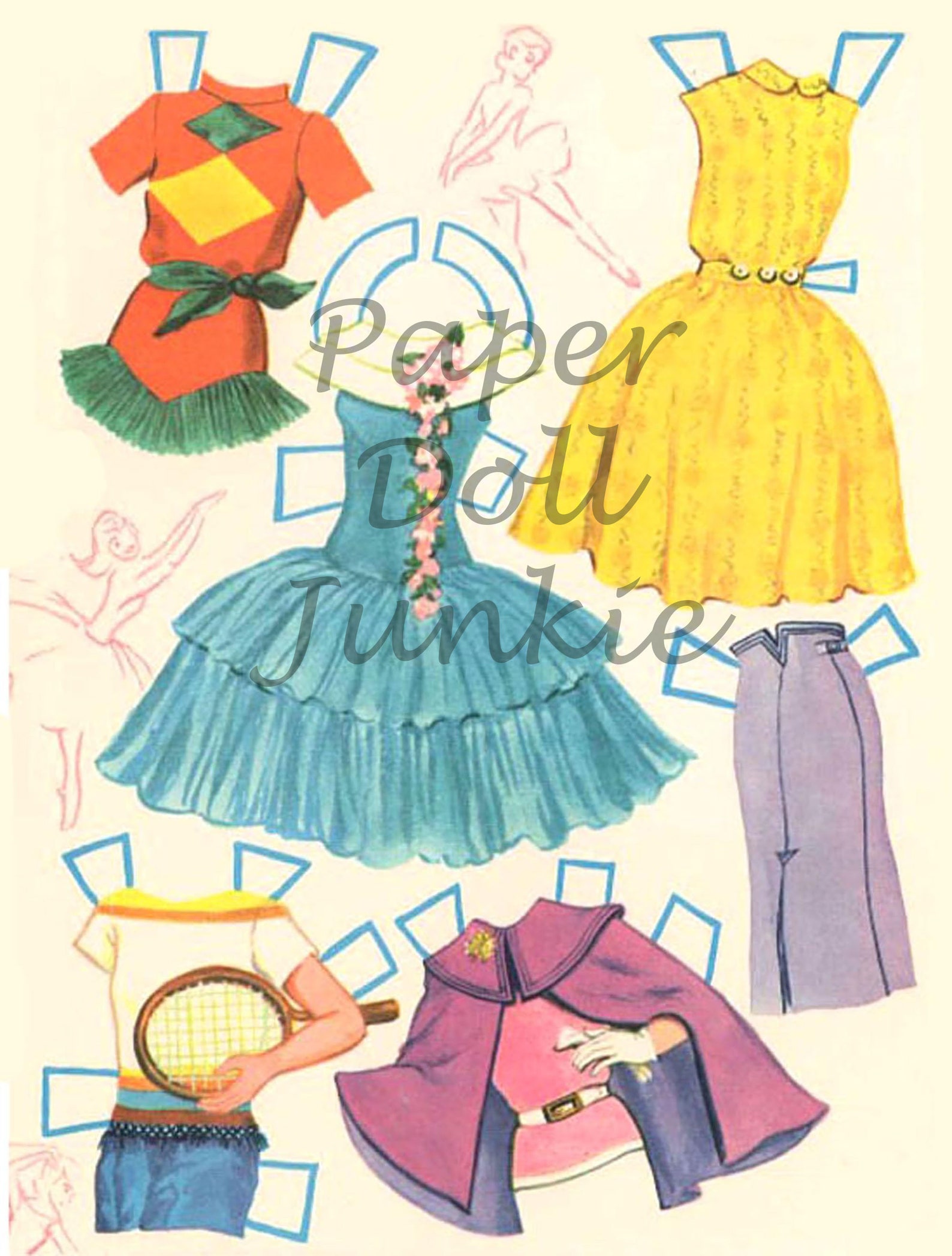 Little Ballerina Paper Dolls Vintage Paper Doll Printables - Etsy