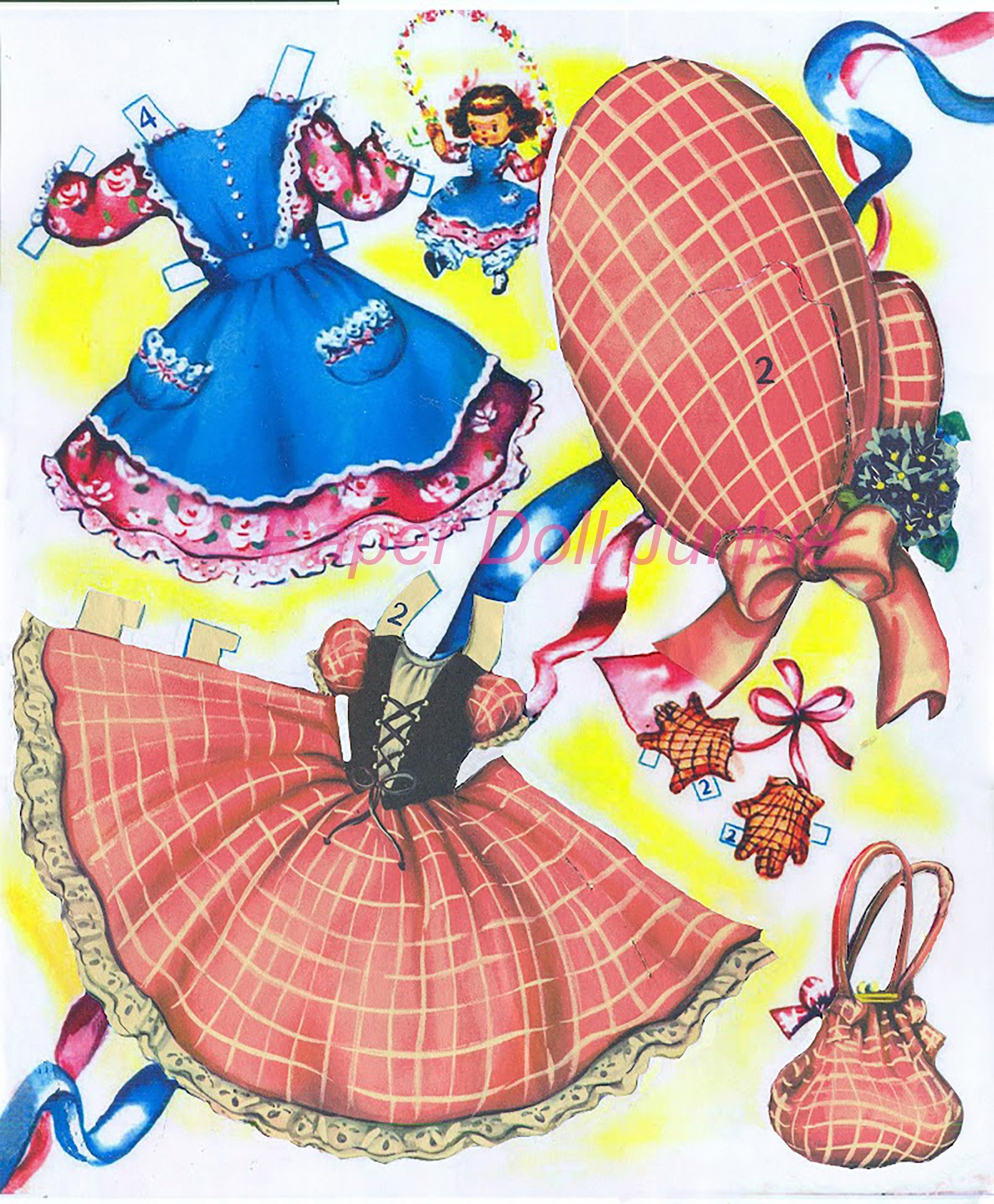 Betty Blue and Patty Pink Paper Dolls, Vintage Paper Dolls, Instant ...