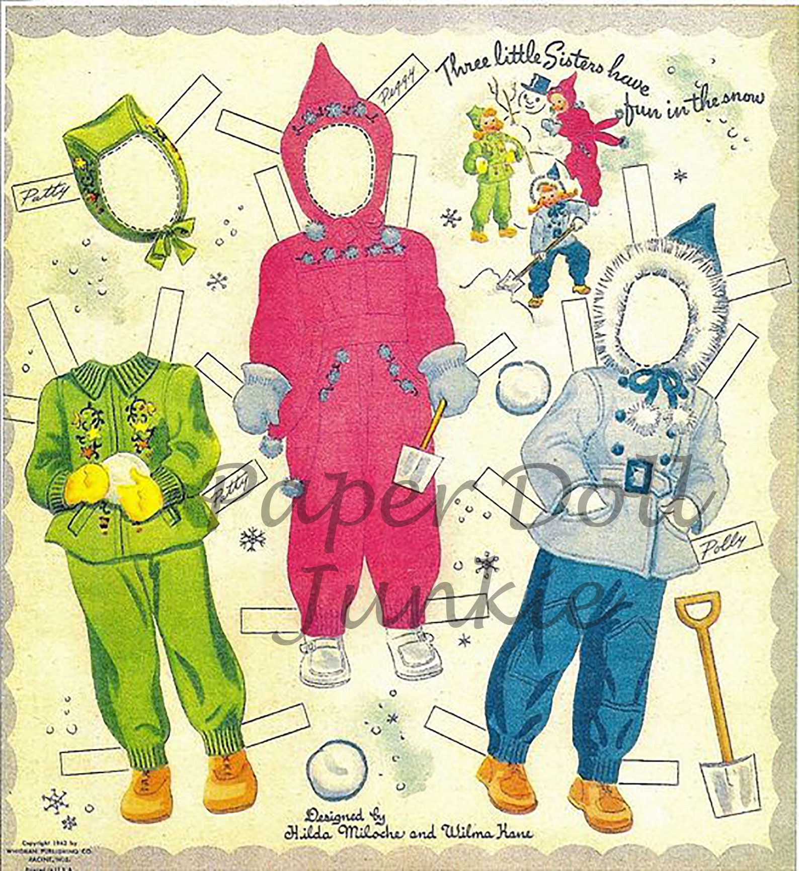 Vintage Paper Doll Set Three Little Sisters 1940s Paper - Etsy