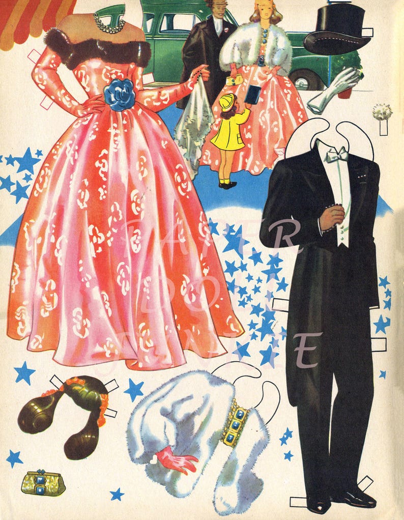 Vintage Paper Dolls 1940s Reproduction Printables Instant Download ...