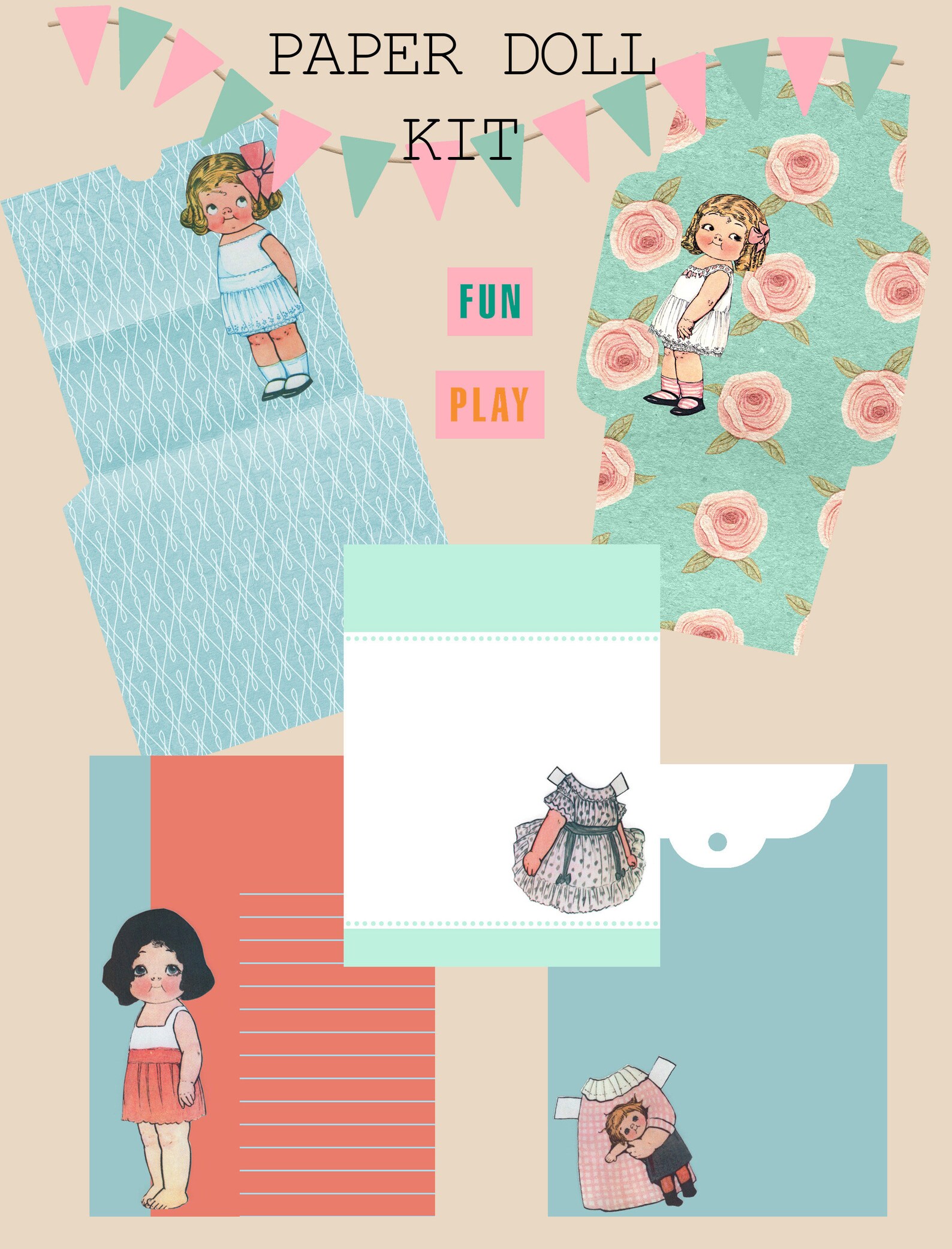 Paper Doll Scrapbook Kit, Printable, Junk Journal Kit, Paper Doll ...