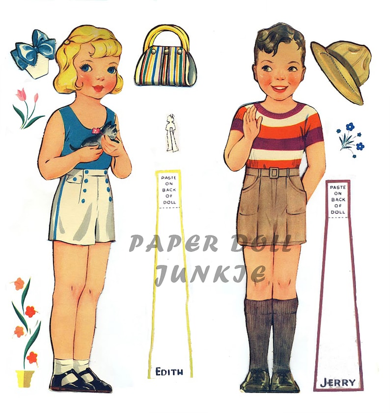 Little Mother Vintage Paper Dolls PDF Printable, JPEG, Children Clip ...