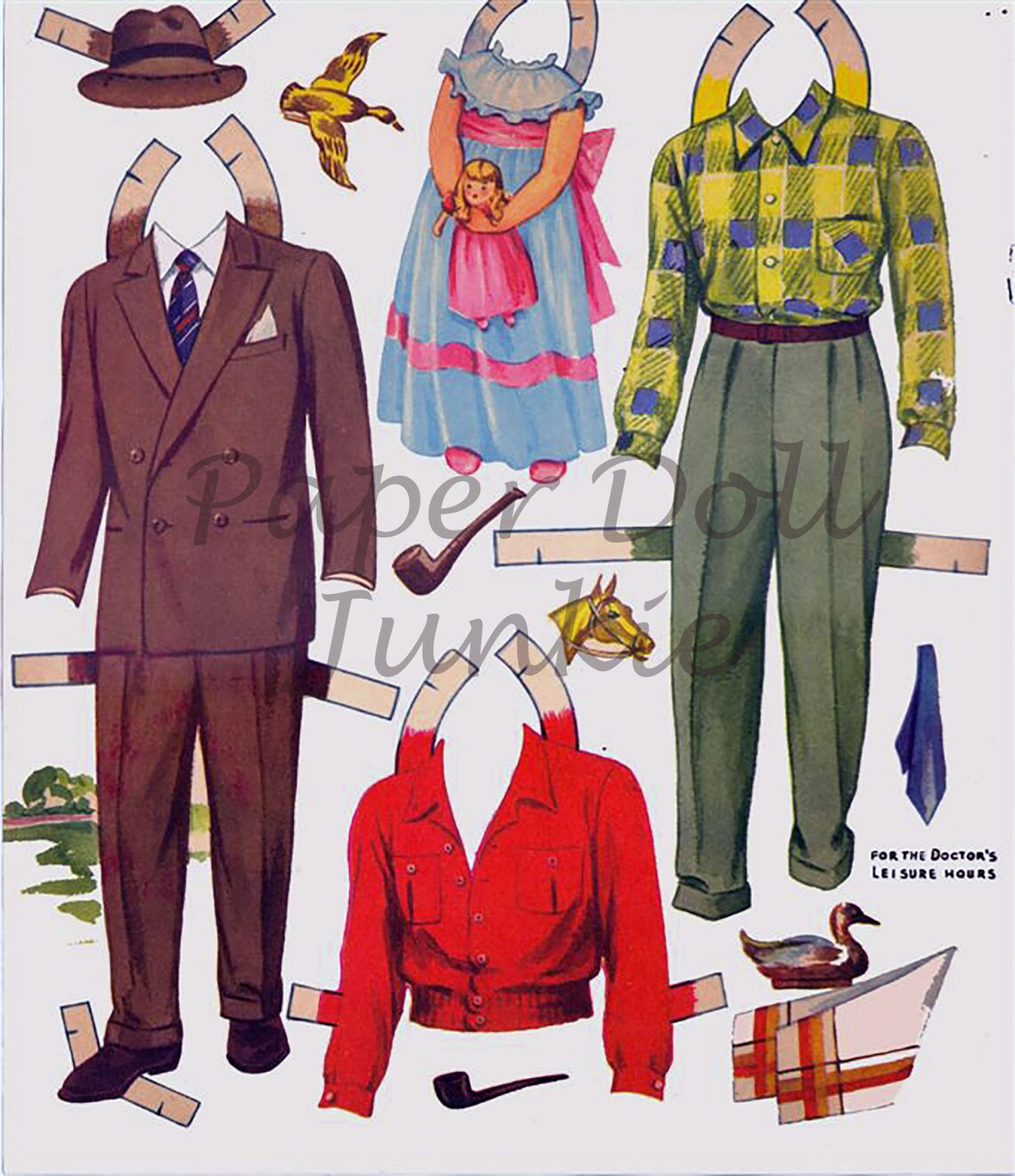 Nurse and Doctor Paper Dolls, Vintage Paper Dolls, Printable Paper ...