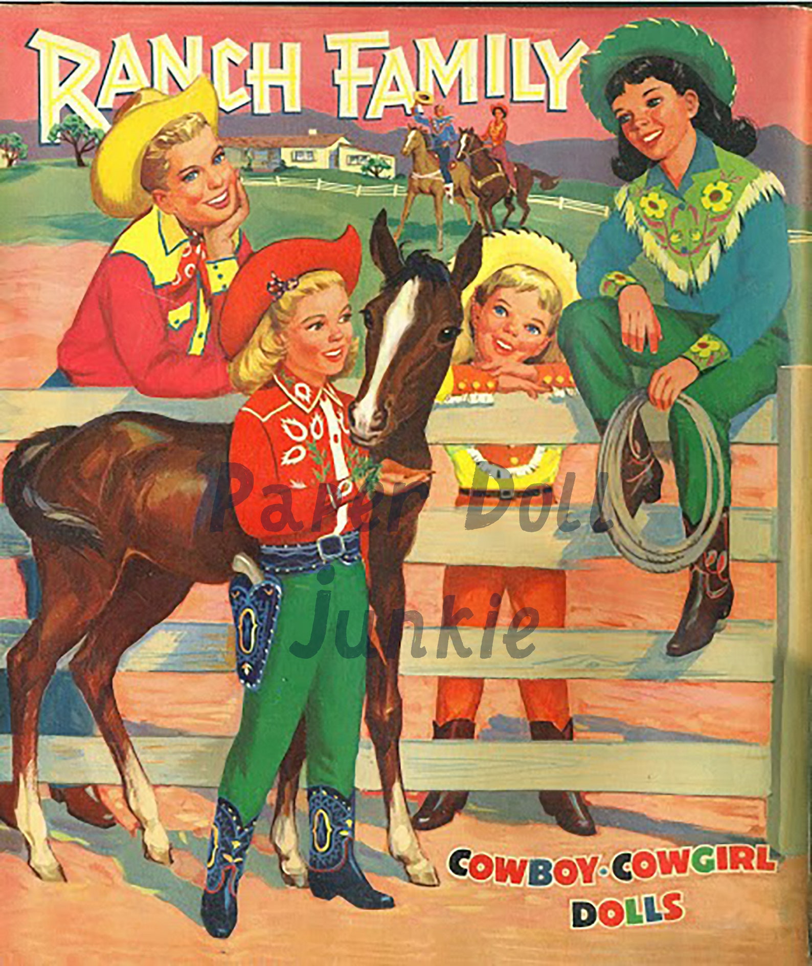Vintage Paper Dolls Printable 1950s the Ranch Family Paper - Etsy