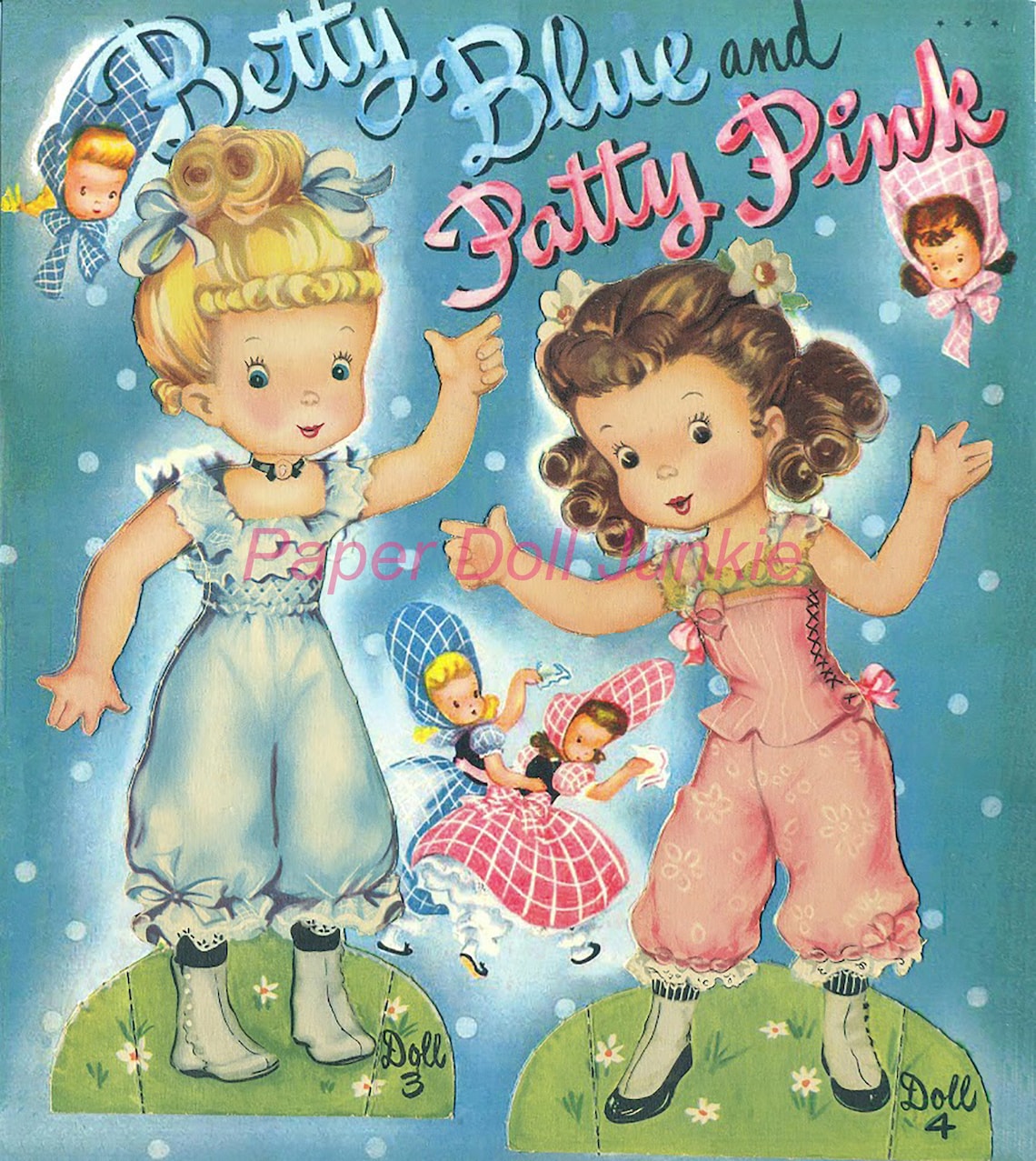 Betty Blue and Patty Pink Paper Dolls Vintage Paper Dolls - Etsy
