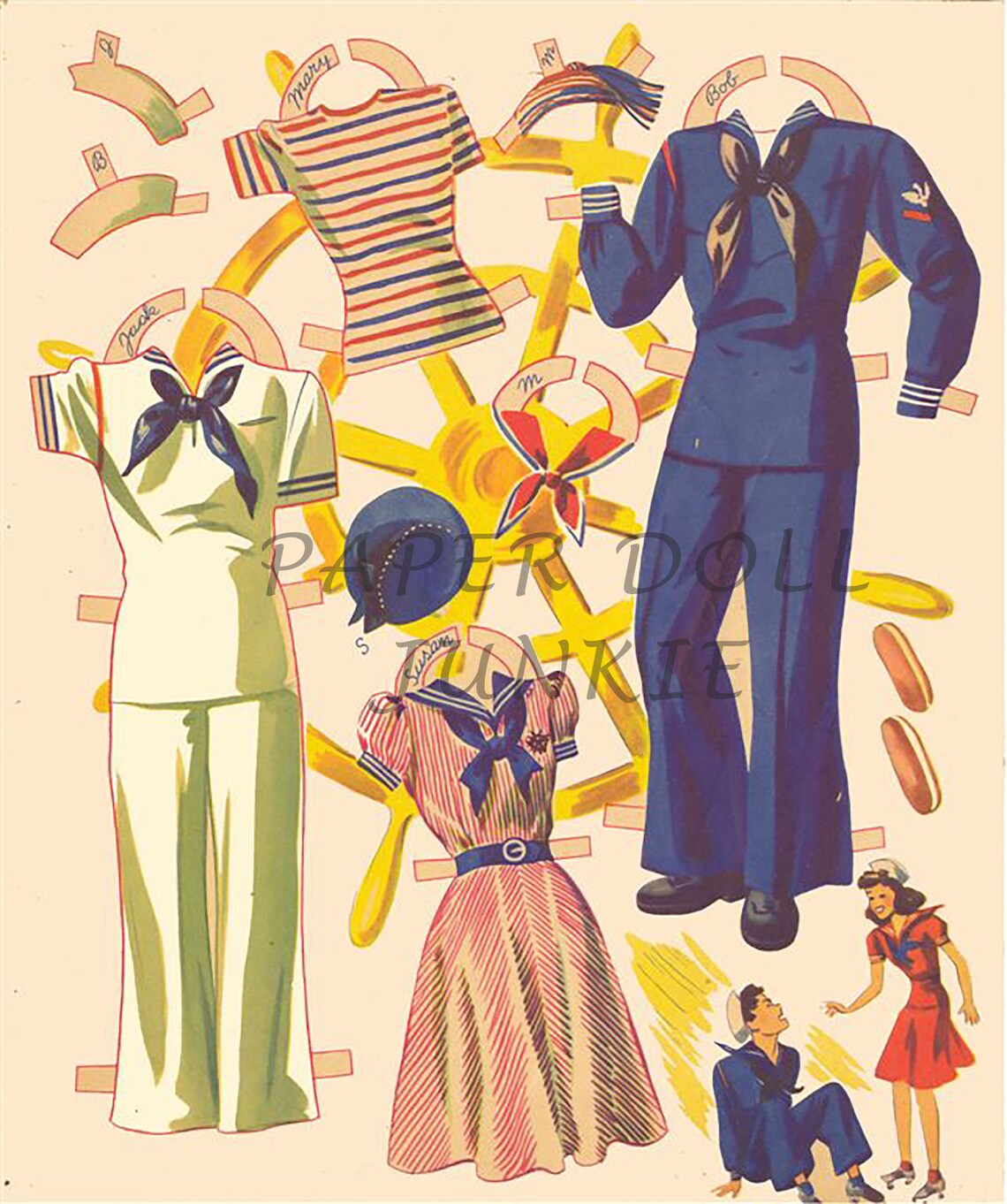 1942 Vintage Paper Dolls Printable Navy Scouts WW2 Clip Art - Etsy