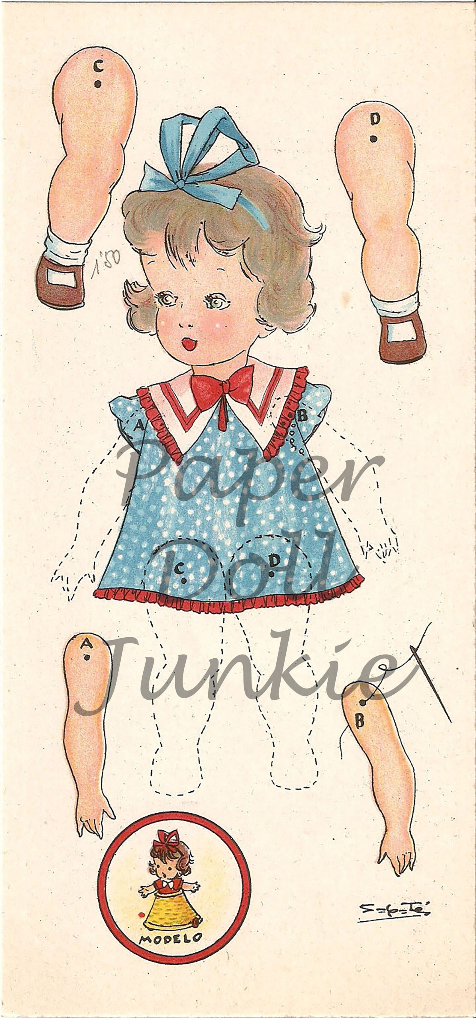 Little Girl Articulated Paper Doll Instant Download PDF and JPEG ...