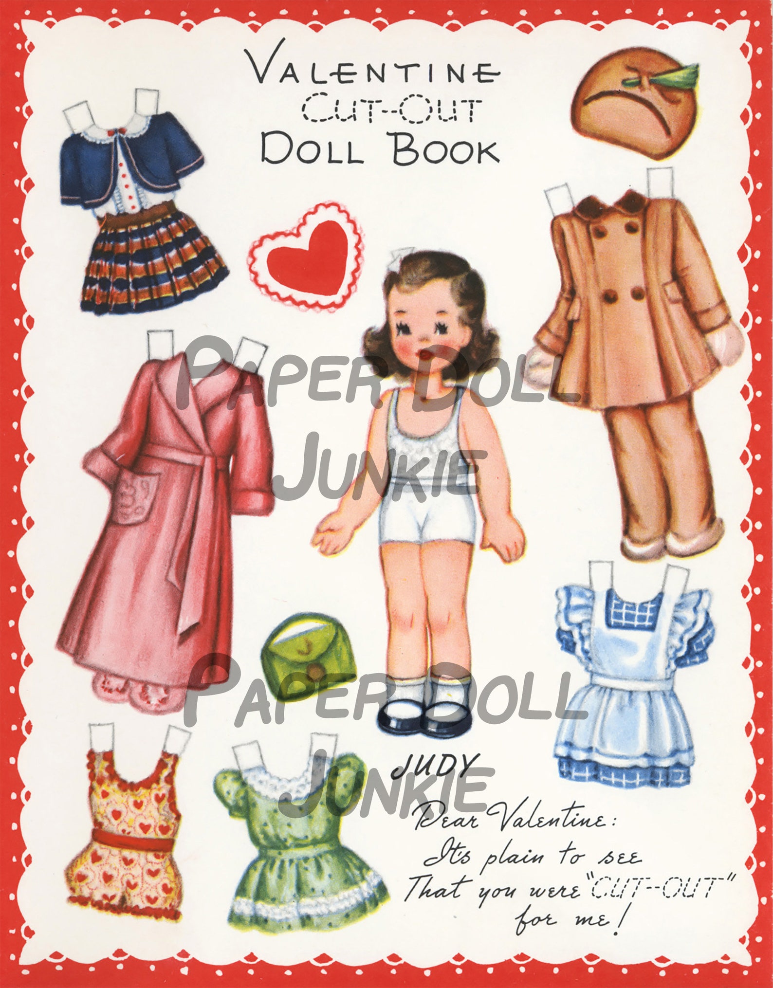 PDF Printable Valentine Paper Dolls - Valentine Clipart - Great for ...