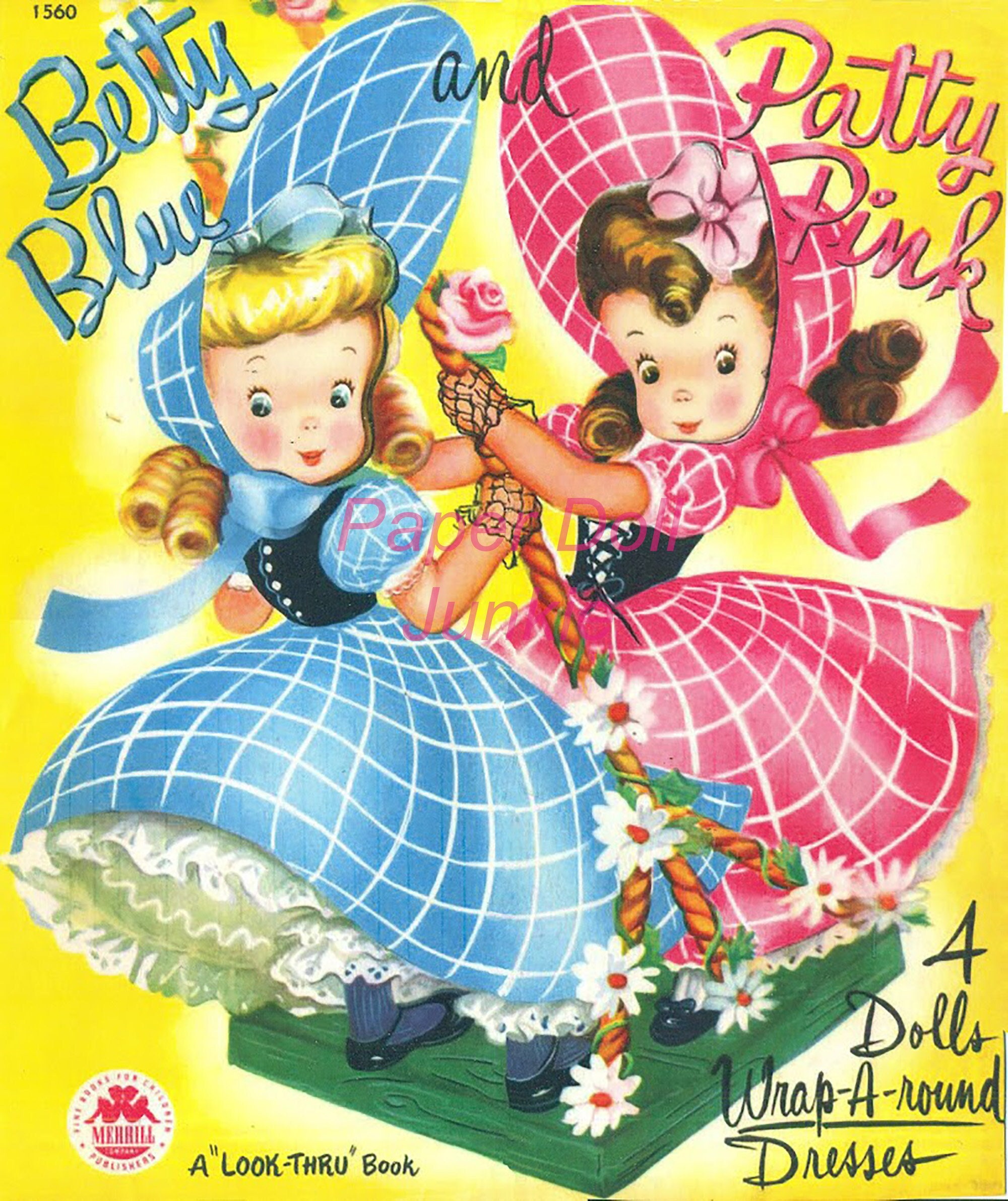 Betty Blue and Patty Pink Paper Dolls, Vintage Paper Dolls, Instant ...